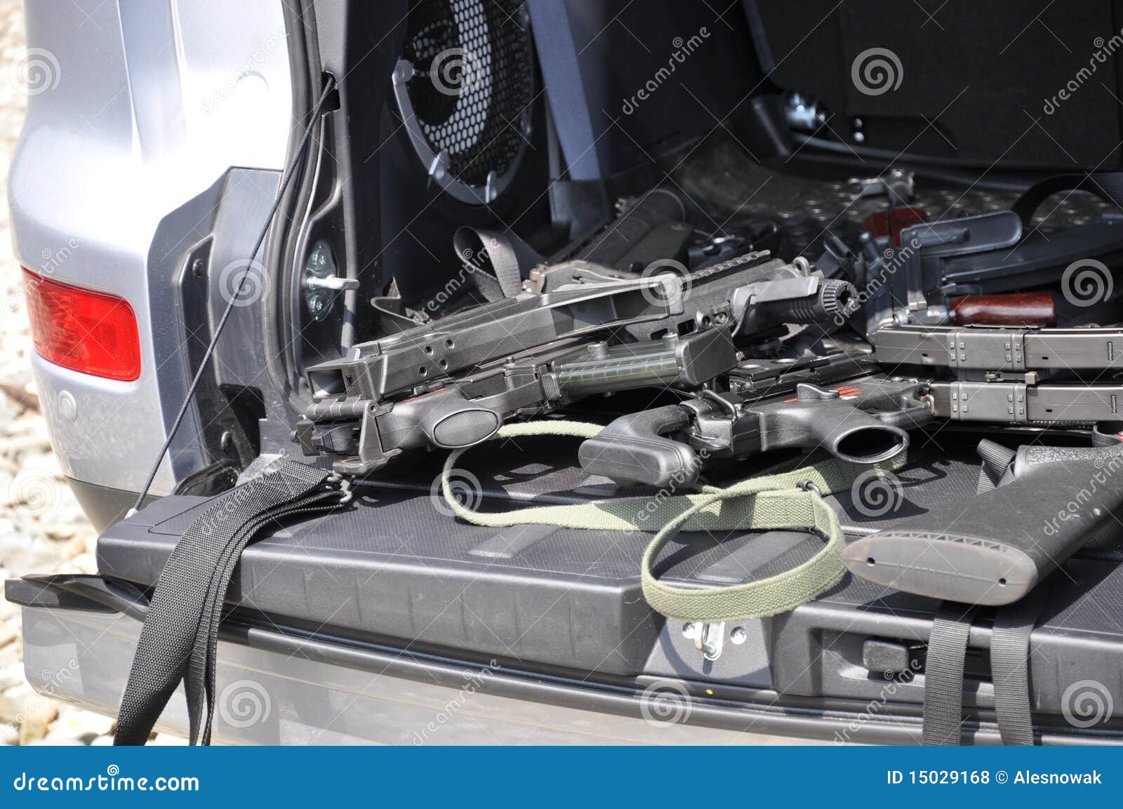 Guns in the car stock photo. Image of submachine, seizures - 15029168