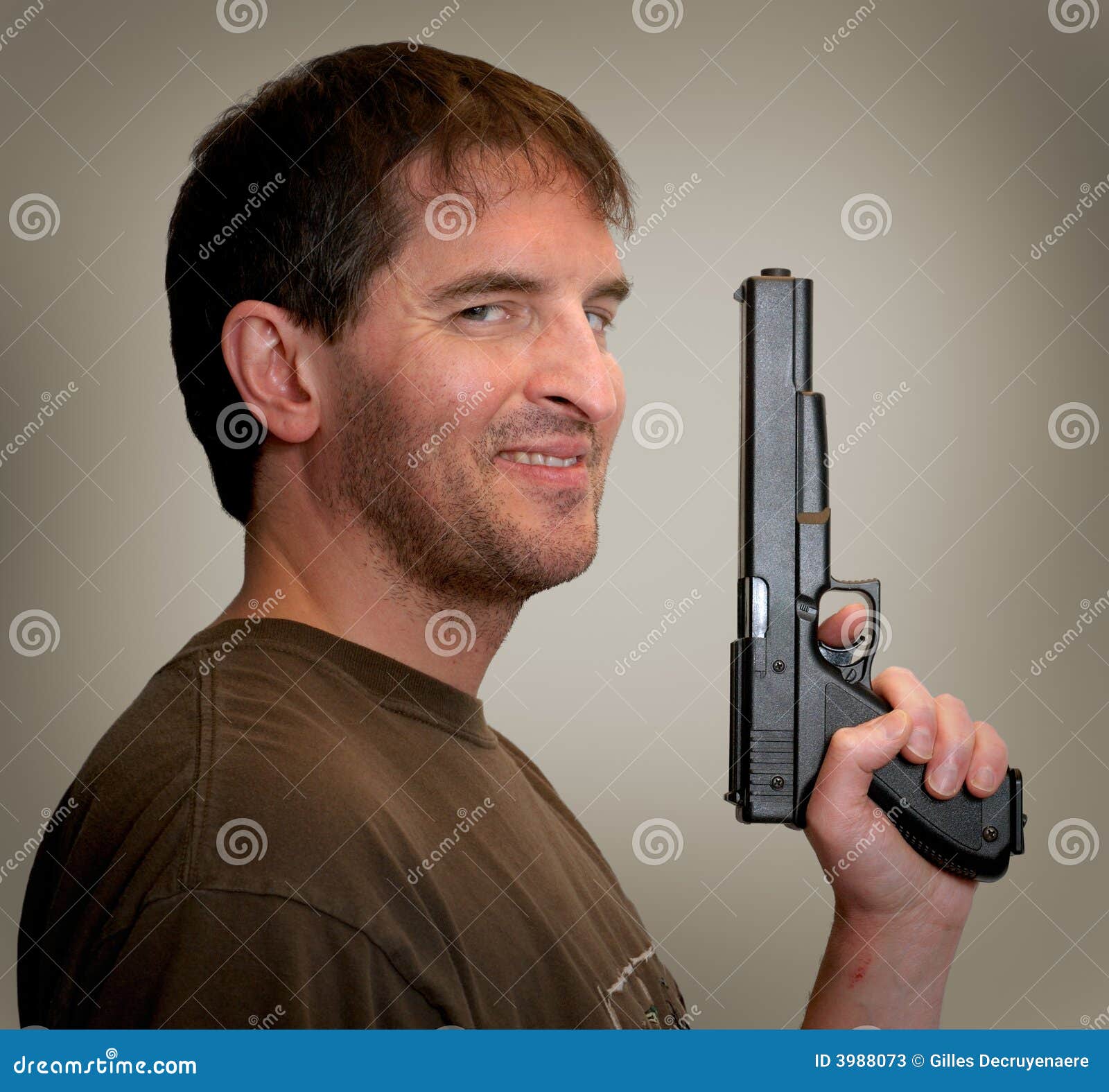 Guns are Cool. stock image. Image of crime, pistol, smiling - 3988073