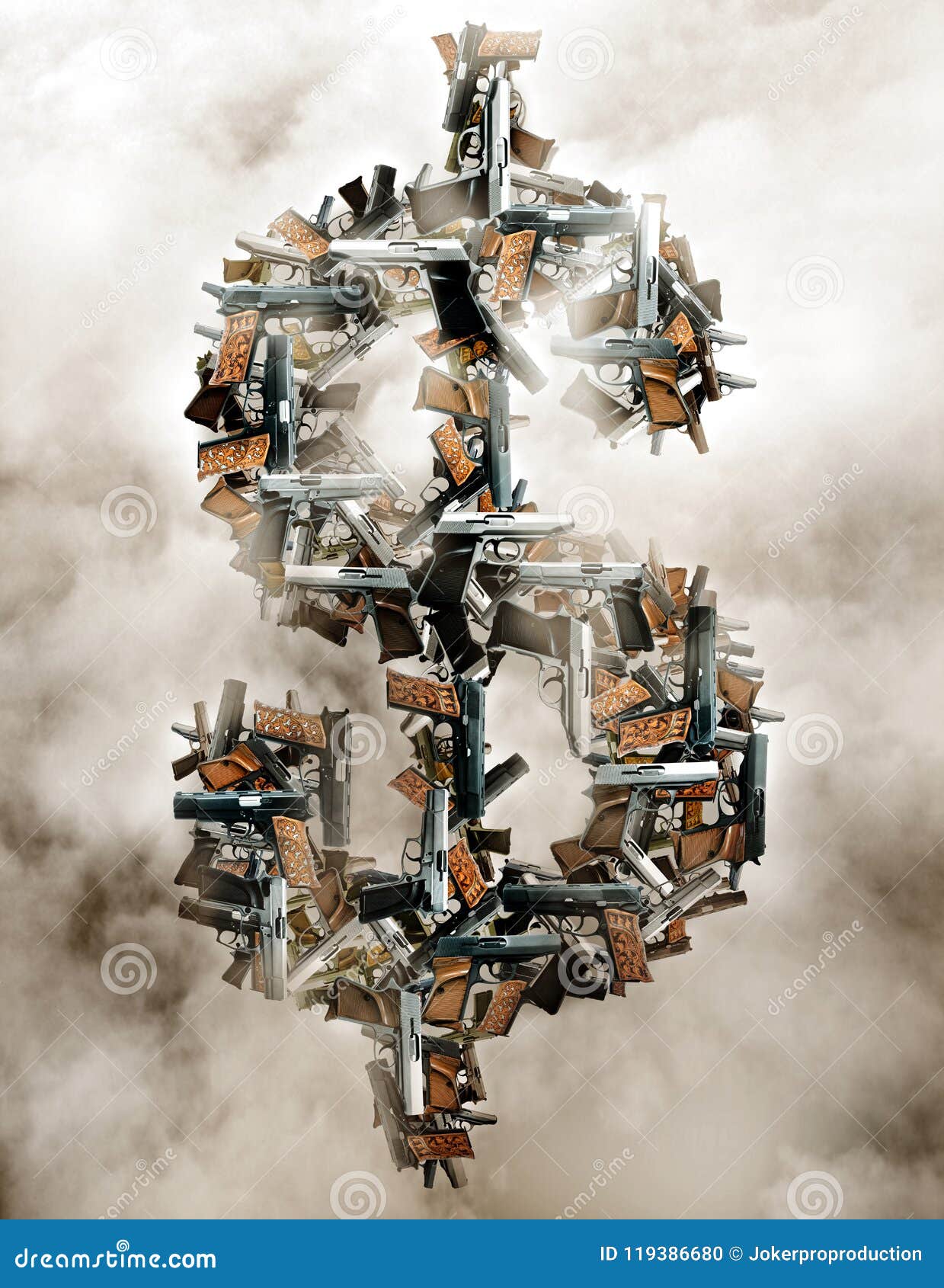 Guns and dollar sign stock photo. Image of idea, economy - 119386680
