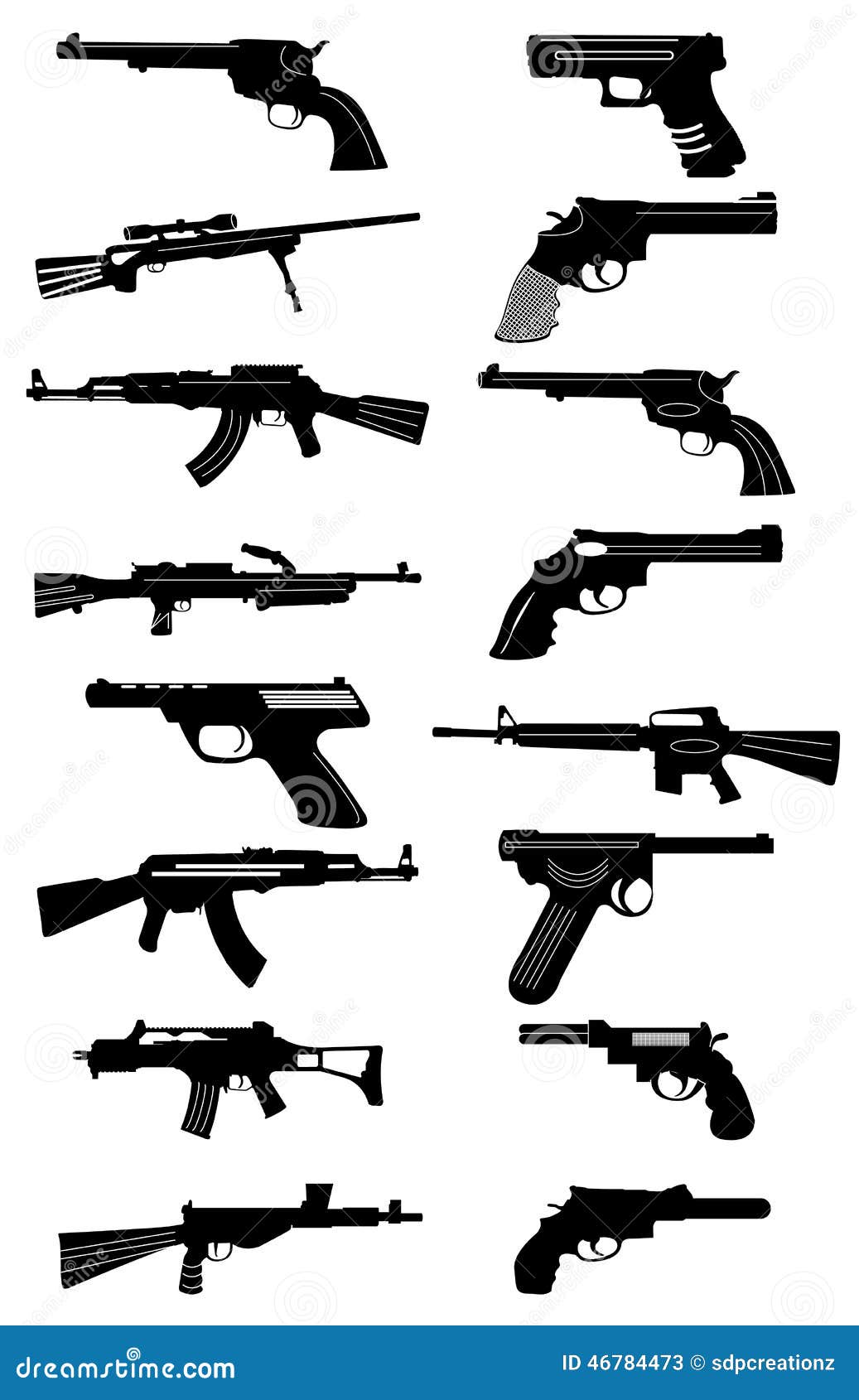 Guns icons set stock vector. Illustration of pictogram - 46784473