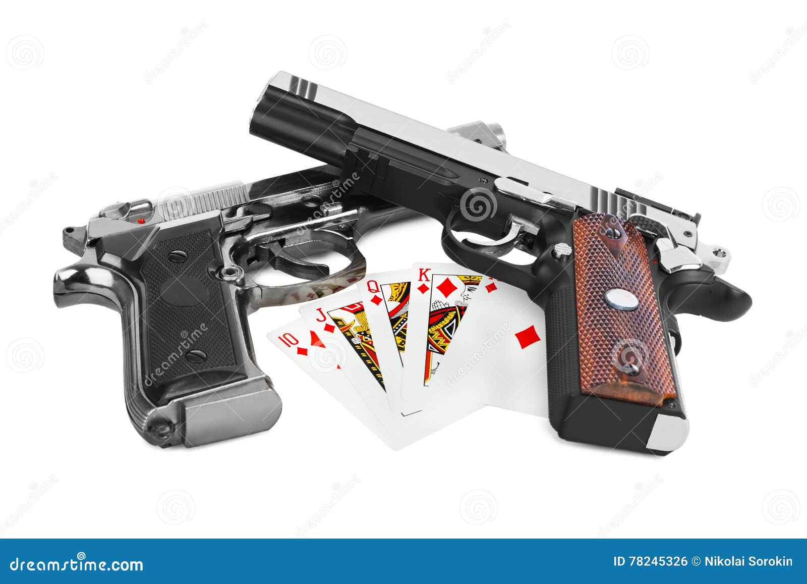 Guns and playing cards stock photo. Image of cards, cheat - 78245326