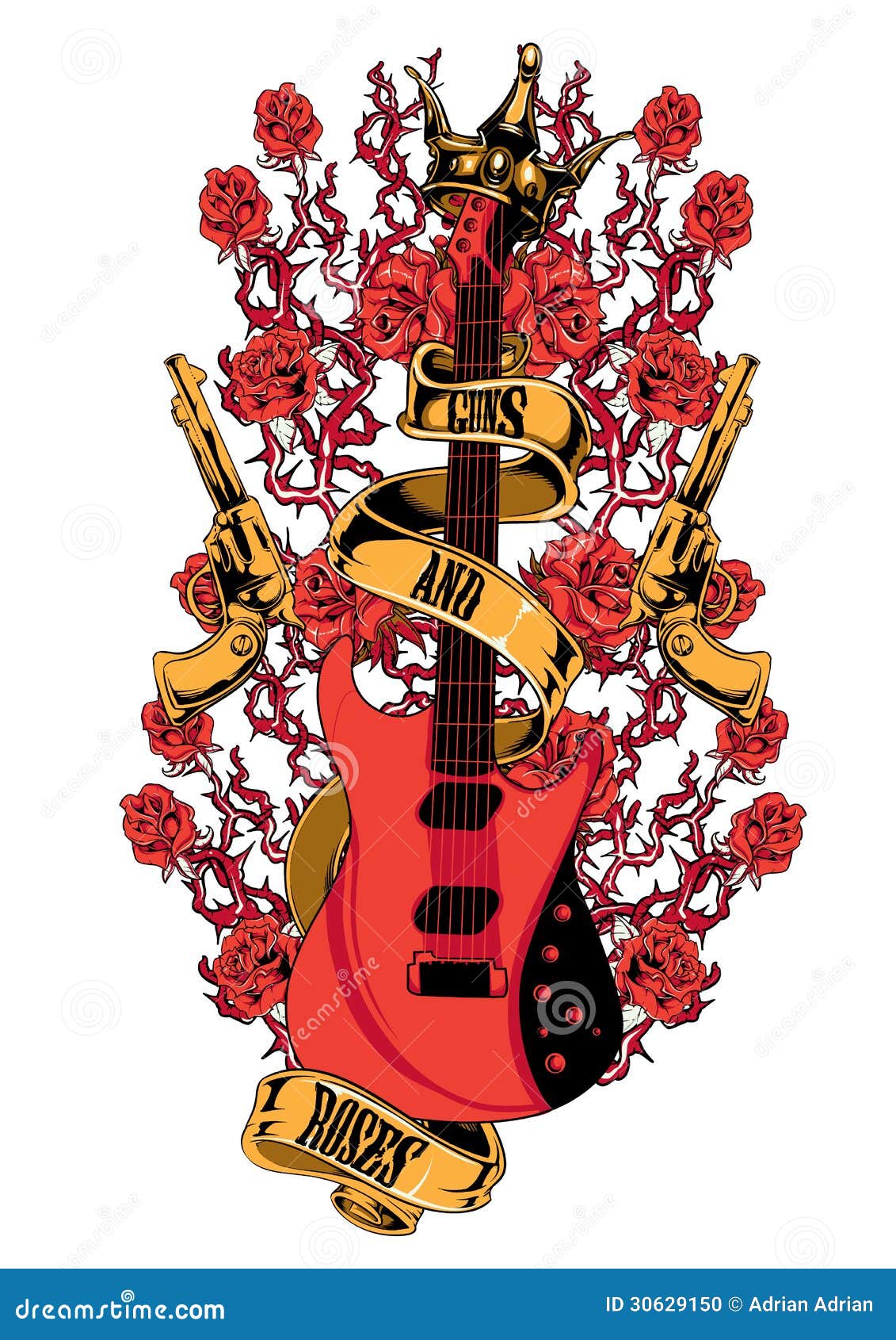 Guns and roses stock vector. Illustration of design, heart - 30629150
