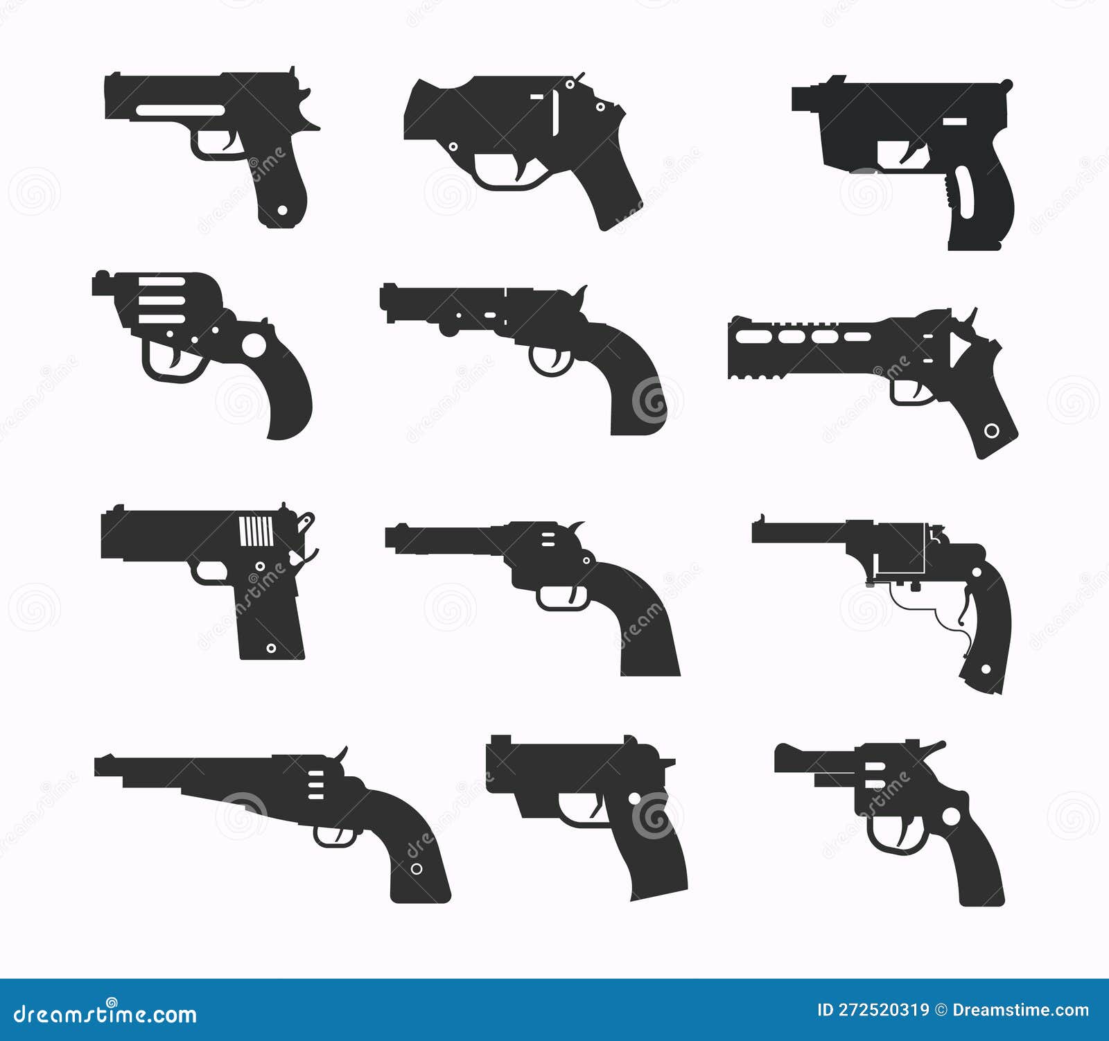Guns silhouette stock vector. Illustration of model - 272520319