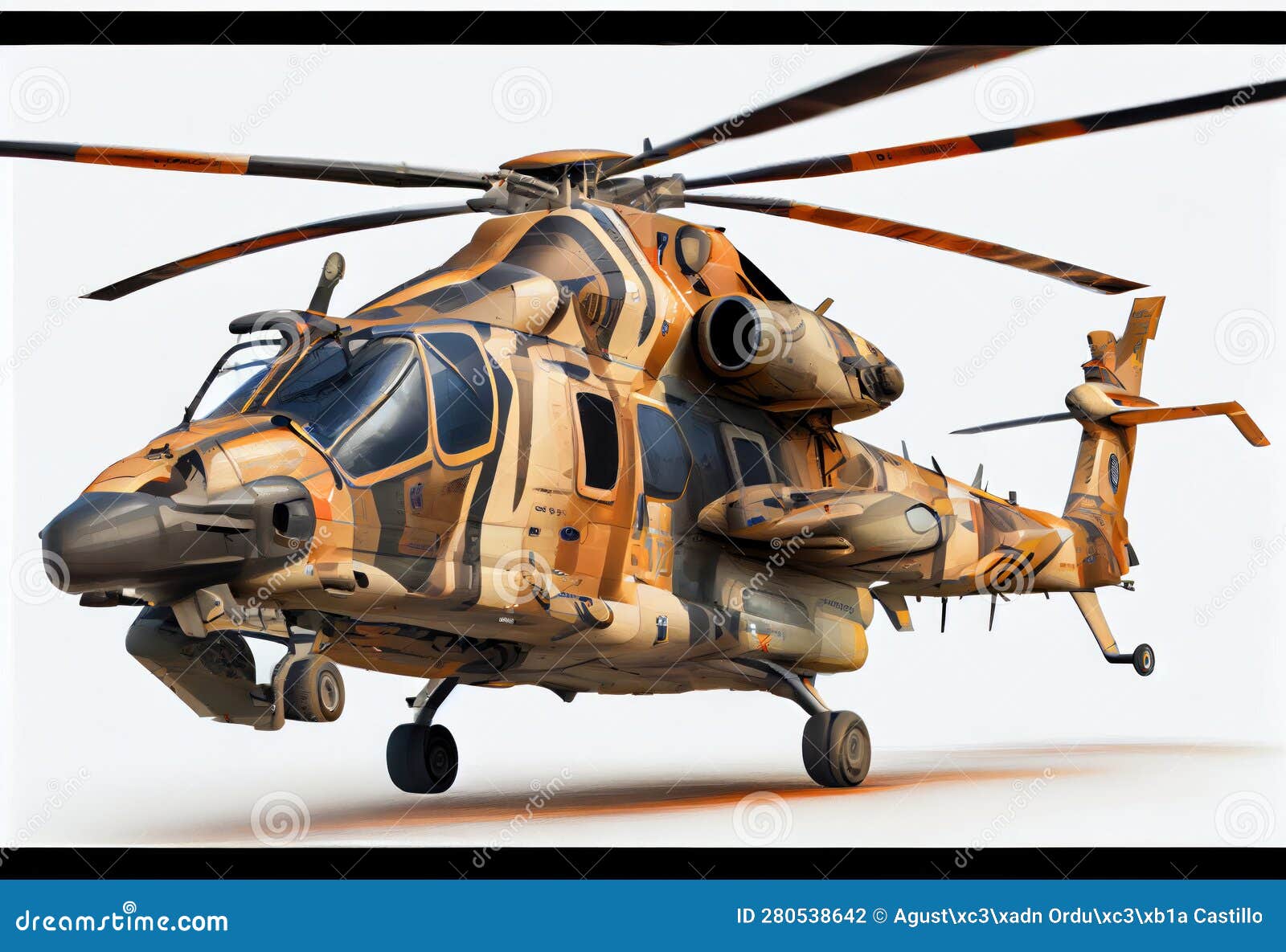 Gunship Combat Helicopter. Generative AI. Stock Illustration ...