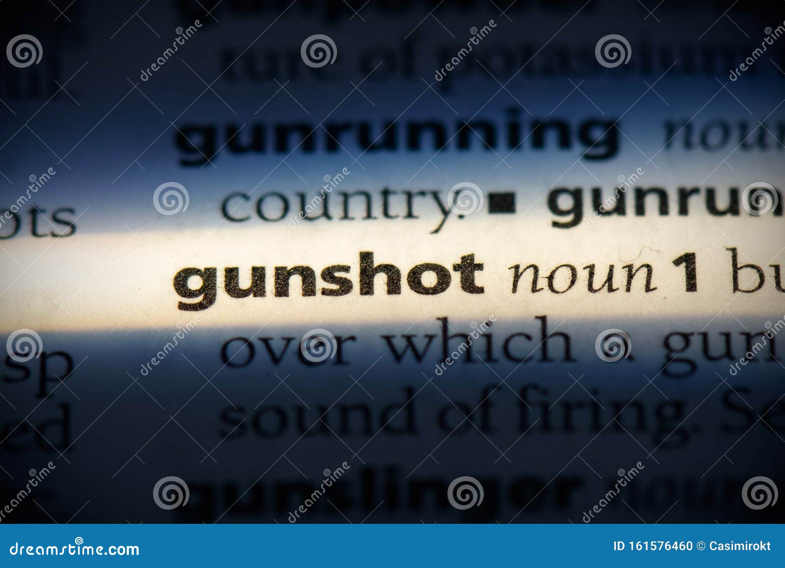 Gunshot stock photo. Image of dictionary, linguistic - 161576460