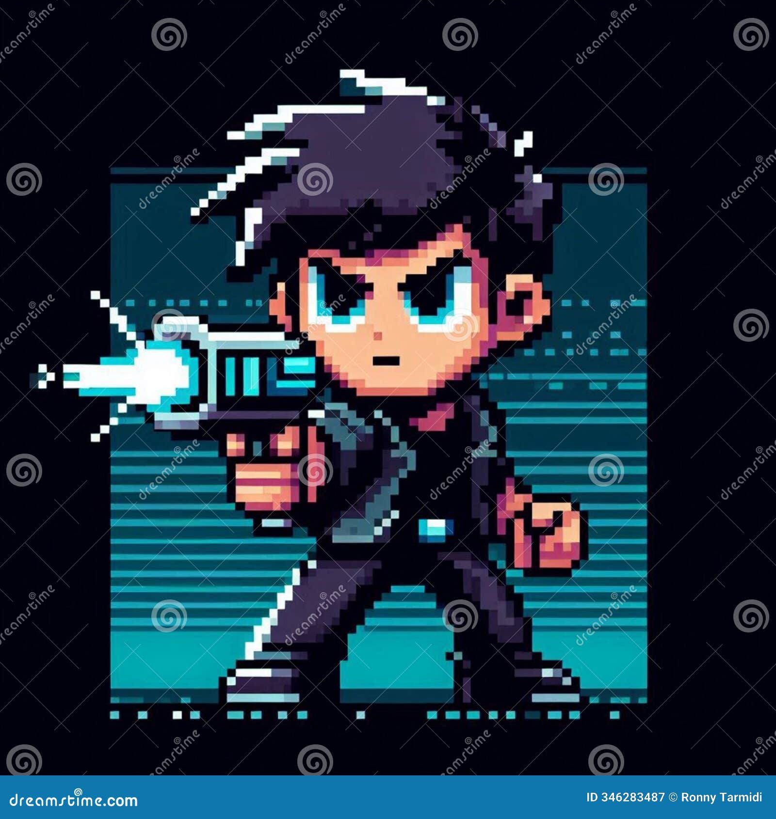 Gunslinger Characters, Pixel Art Stock Illustration - Illustration of ...