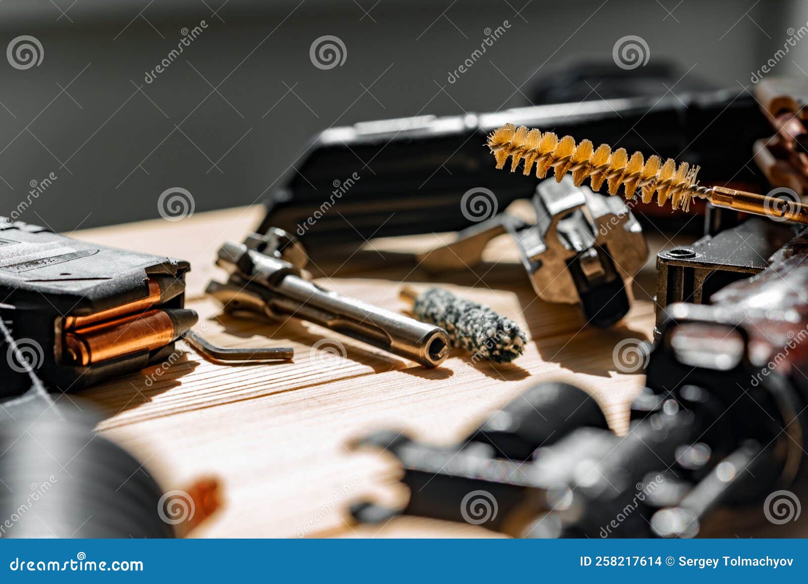 Gunsmith S Working Table for Gun Cleaning and Maintaining Stock Photo ...
