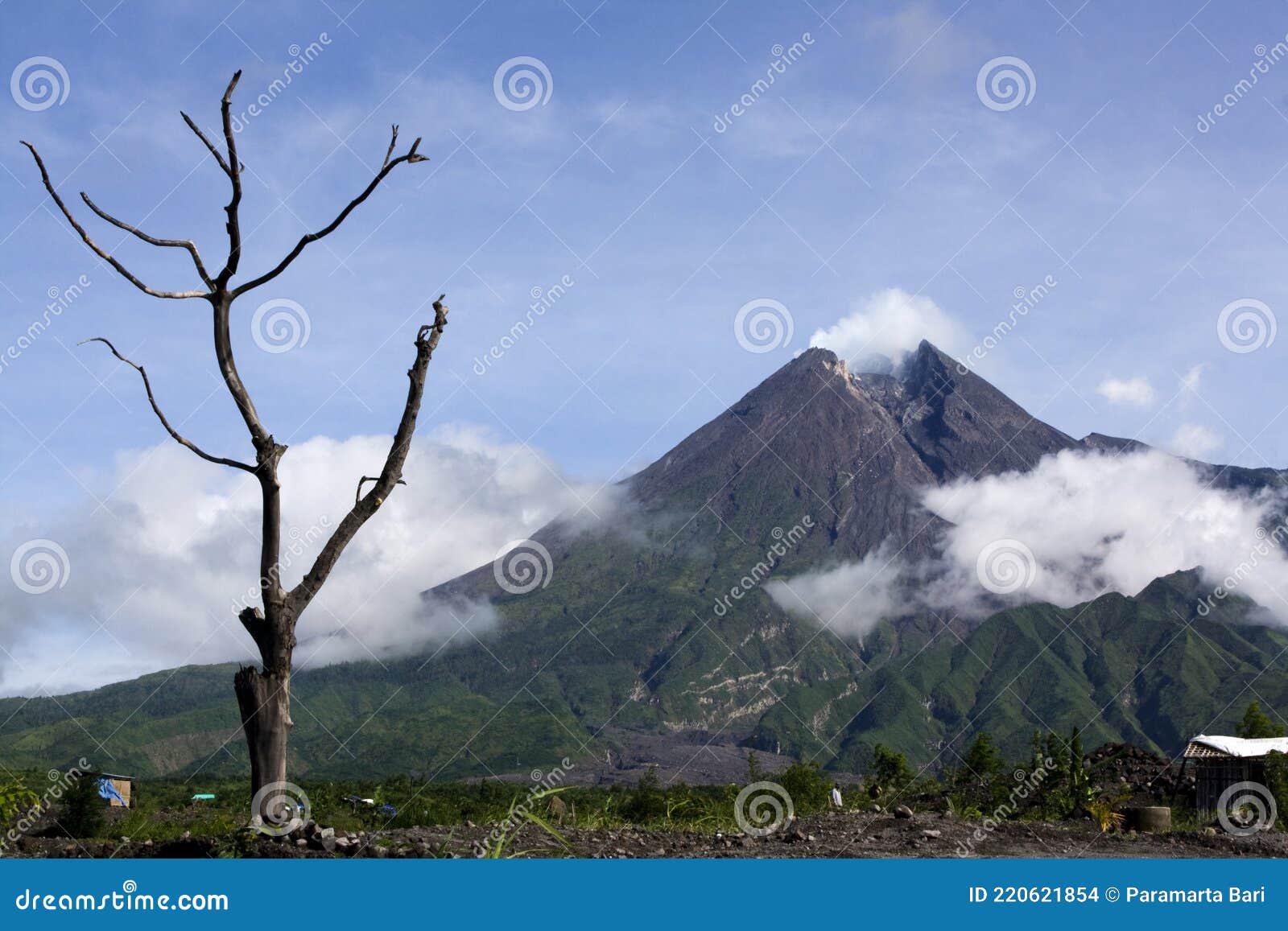 View of Merapi Mountain stock photo. Image of peak, icon - 220621854