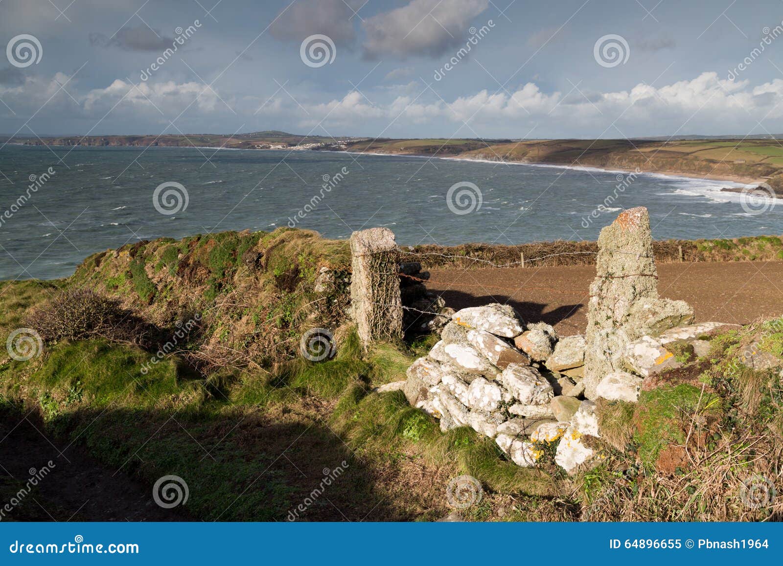 Gunwalloe stock image. Image of peninsula, holywell, sand - 64896655