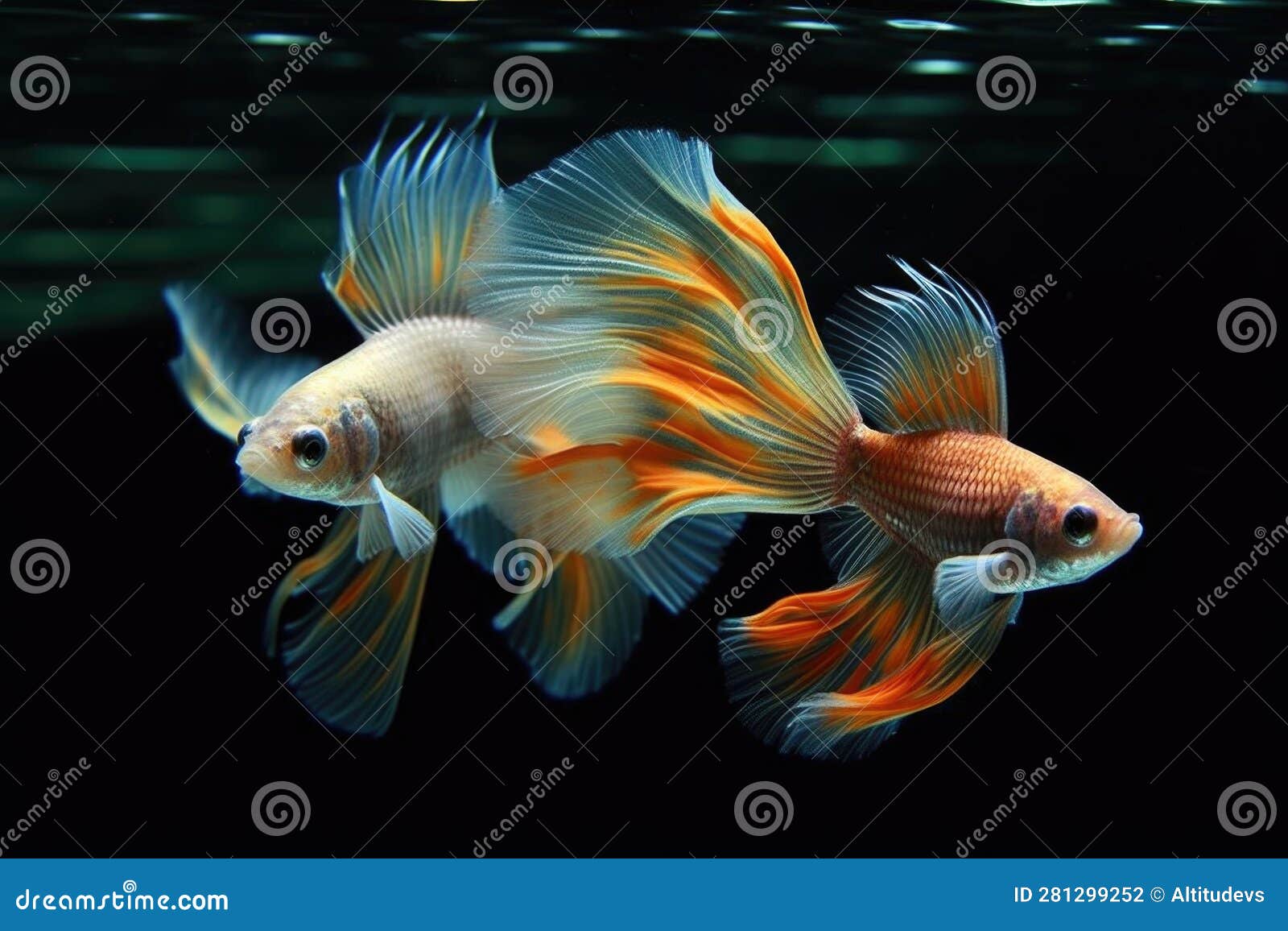 Guppies With Elegantly Flowing Tails In Motion Royalty-Free Stock ...