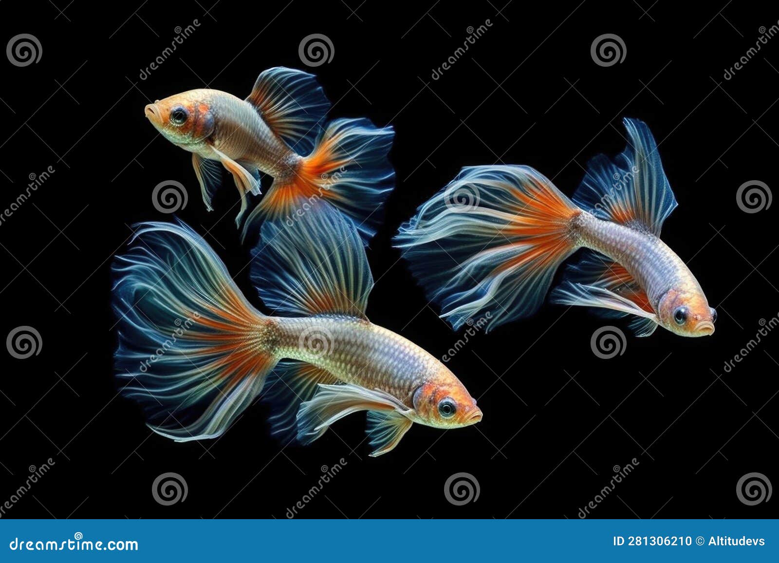 Guppies With Elegantly Flowing Tails In Motion Royalty-Free Stock ...