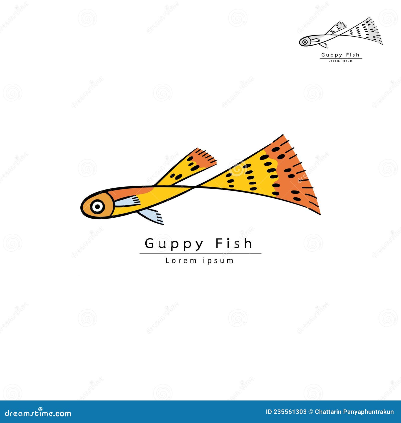 Guppy fish logo design stock vector. Illustration of hobby - 235561303