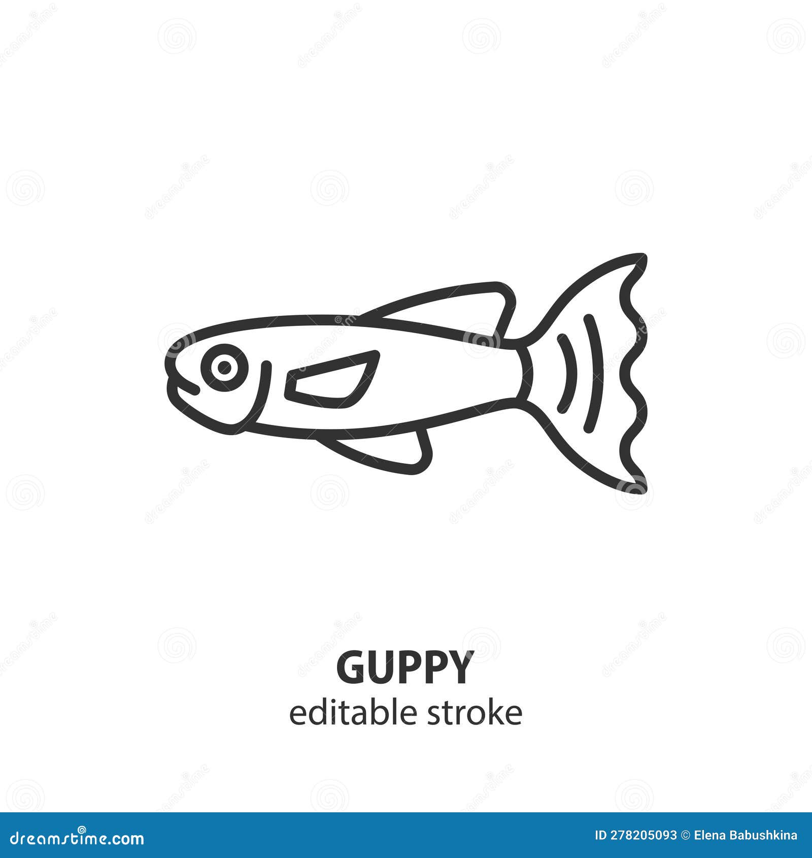 Guppy Aquarium Fish Seamless Pattern On Black Background Royalty-Free ...