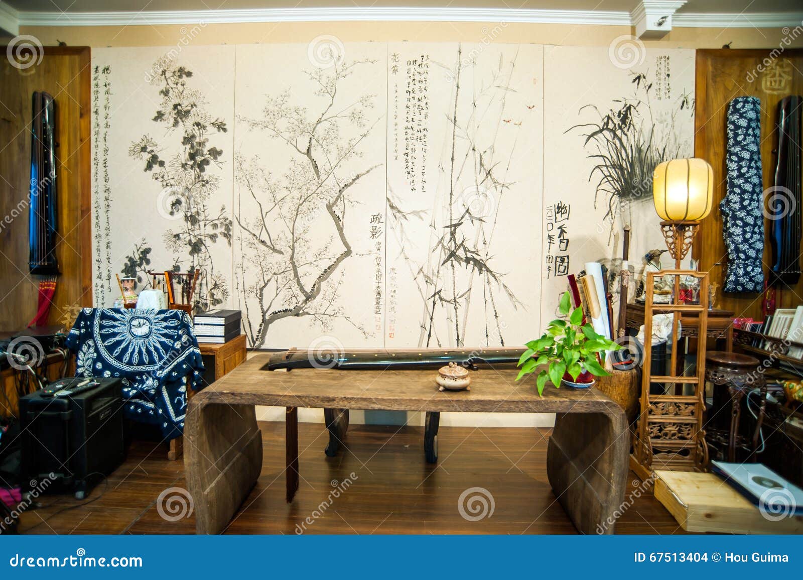 Guqin on the Table in the Room Stock Photo - Image of fogey, service ...