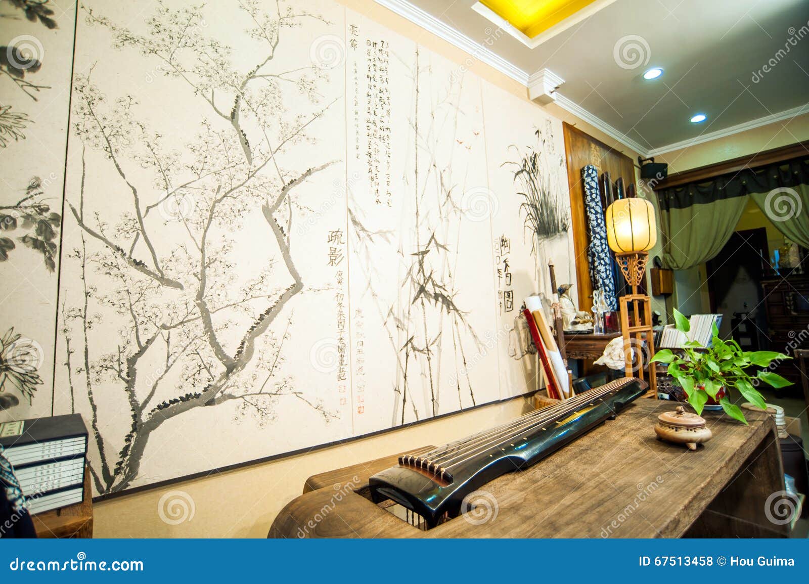 Guqin on the Table in the Room Stock Photo - Image of table, pattern ...