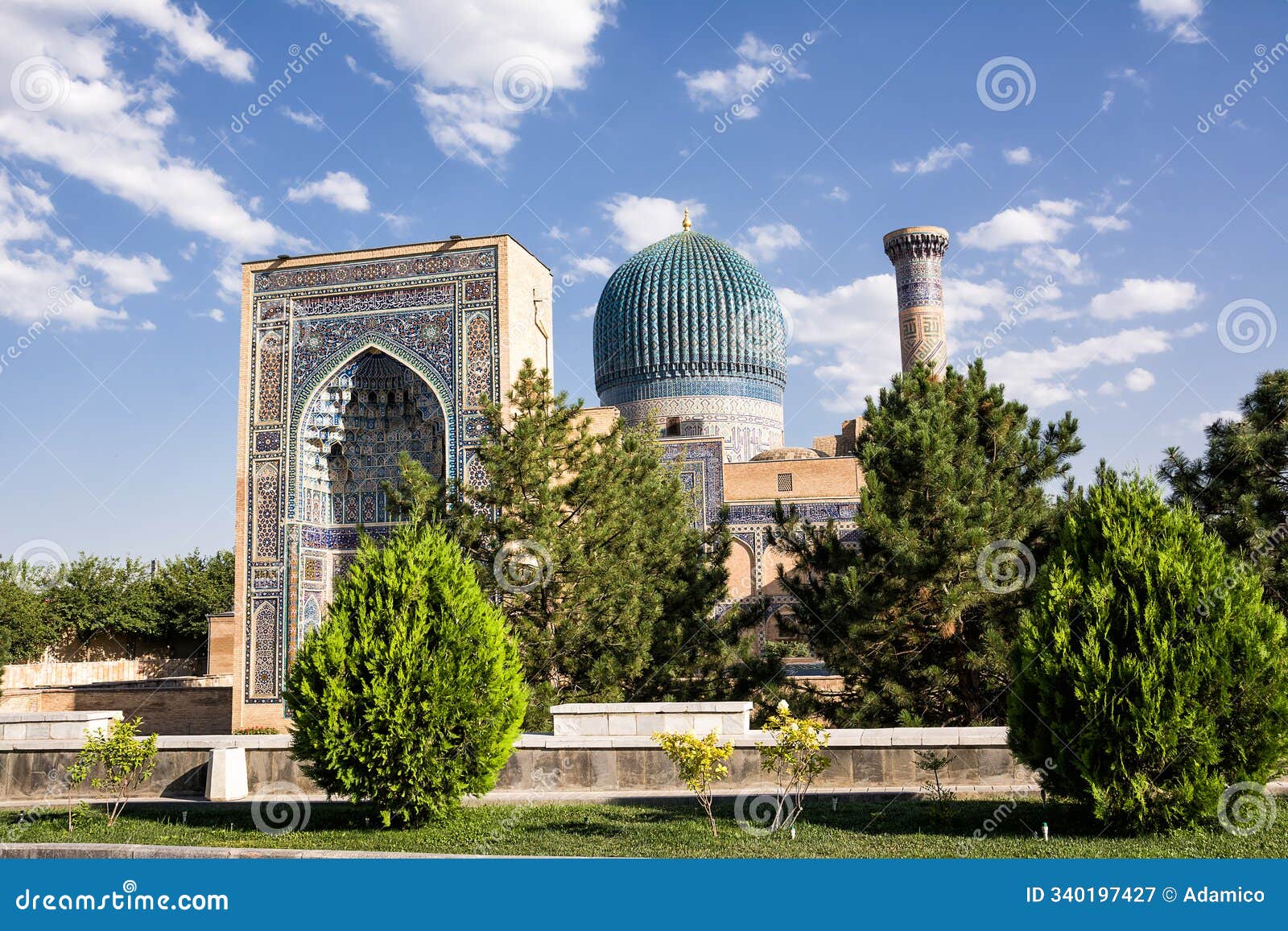 Gur Emir Mausoleum Complex in Samarkand Stock Image - Image of famous ...