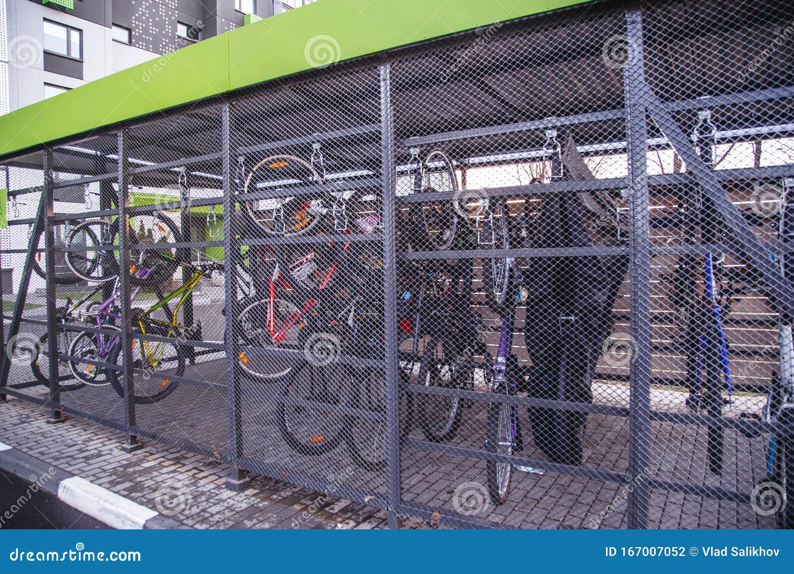 Gurded Public Bicycle Parking Storage Box Stock Photo - Image of ...