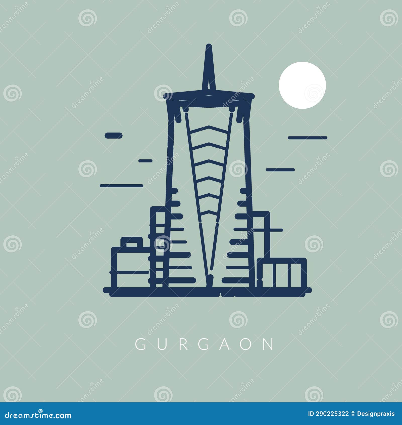 Gurgaon City Icon - Modern Building- Icon Illustration Stock ...