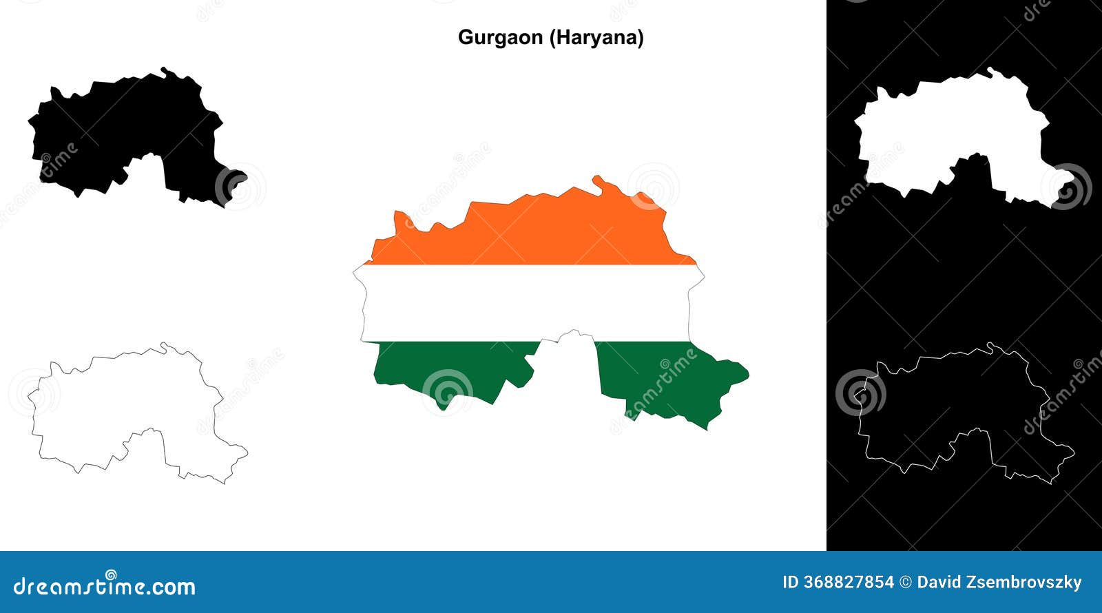 Outline Gurgaon India City Skyline With White Buildings. Business ...