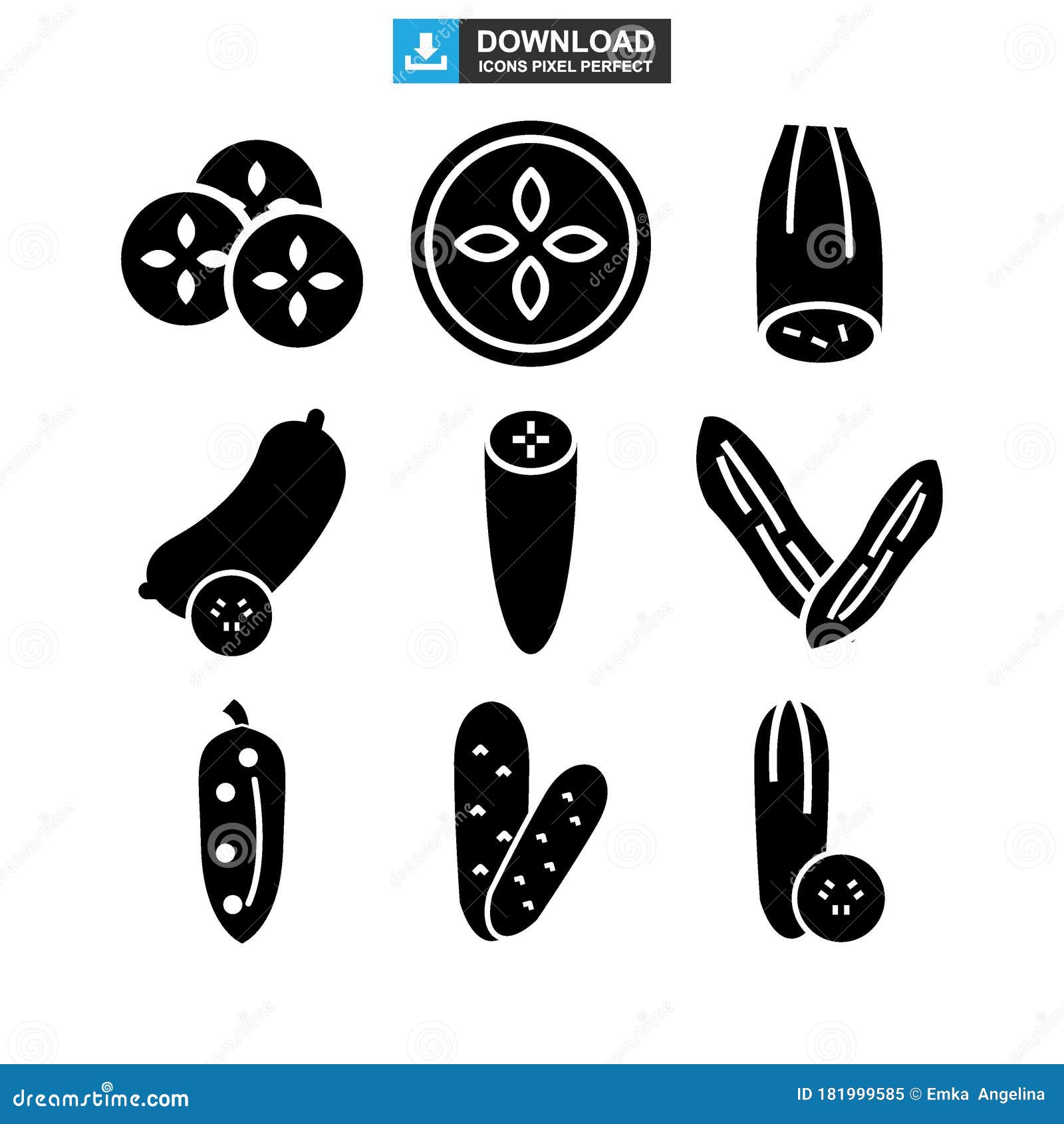 Gurkenikone Oder Logos Isolierte Zeichensymbolvektorillustration Vektor ...