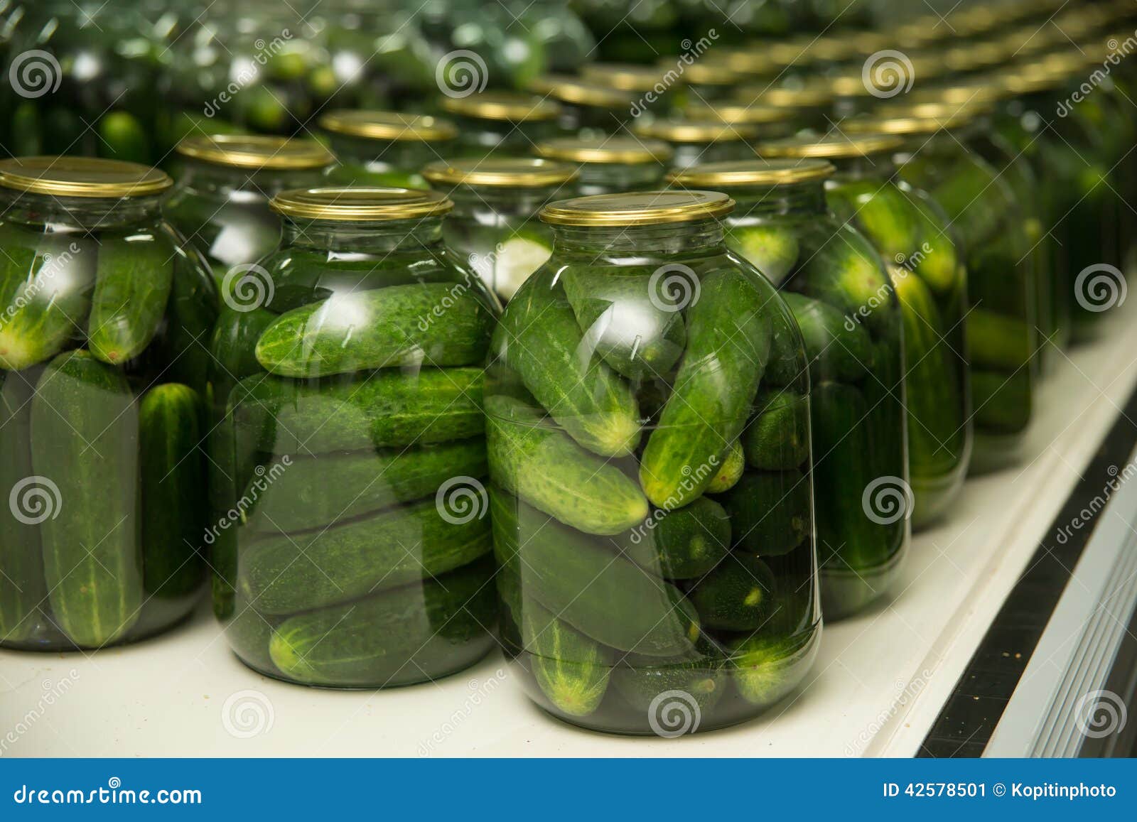 Gurtsov Conservation. Fresh Cucumbers in Jars Stock Image - Image of ...