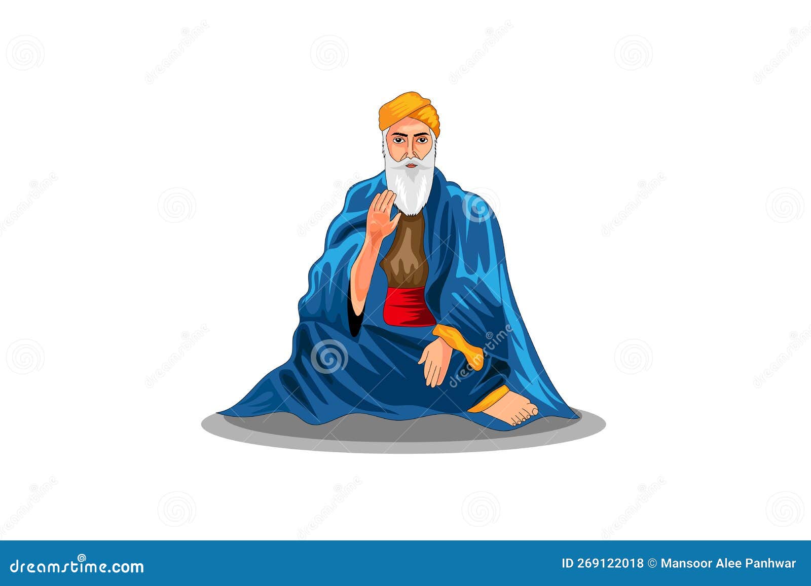 Guru Nanak Dev Vector Illustration Stock Vector - Illustration of ...