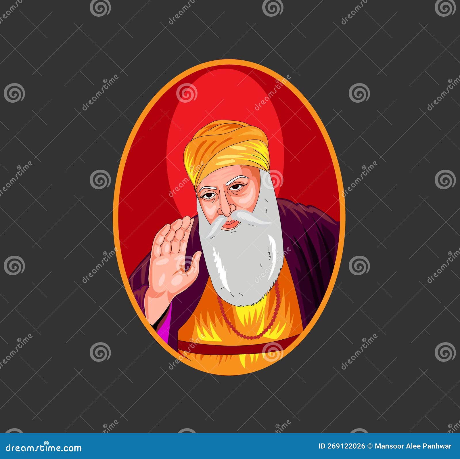 Guru Nanak Dev Vector Illustration Stock Vector - Illustration of ...