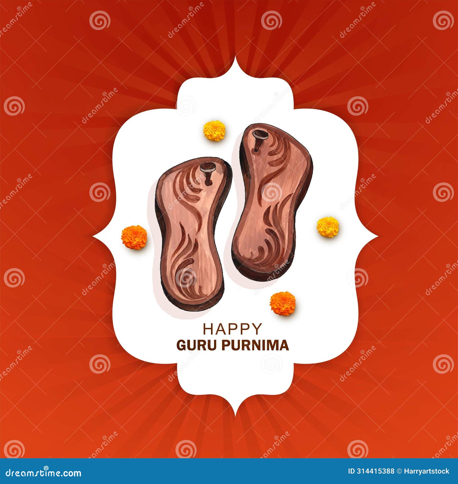 Guru Purnima Celebration on Paduka Card Background Stock Vector ...