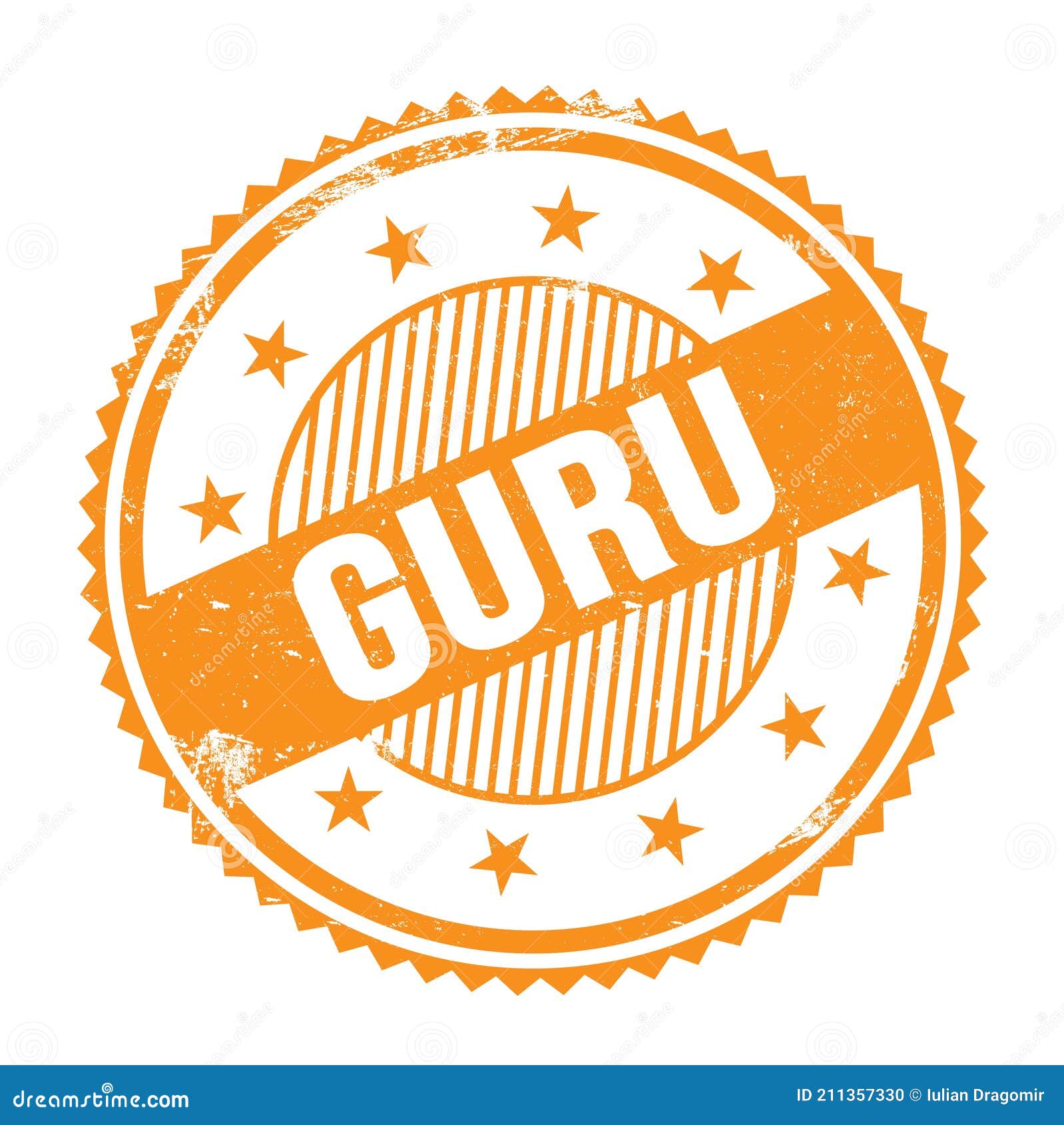 GURU Text Written on Orange Grungy Round Stamp Stock Illustration ...