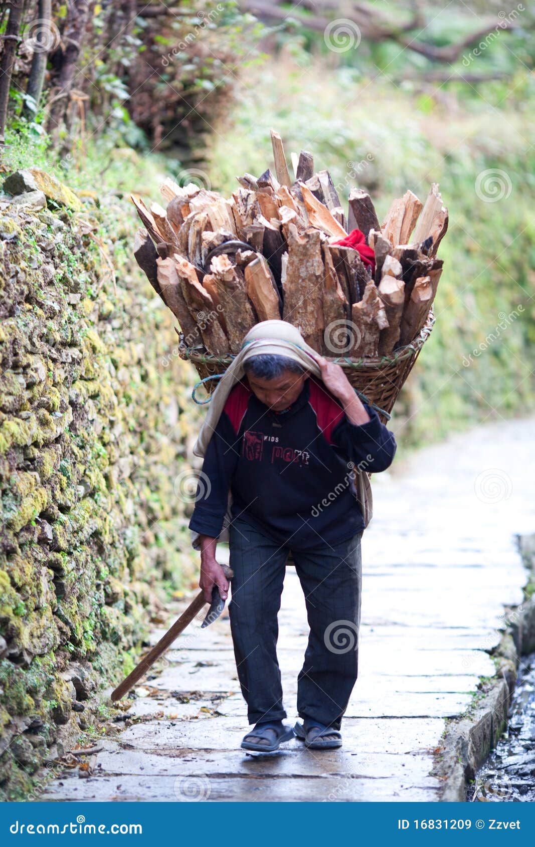 Gurung peasant with basket editorial stock image. Image of pauper ...