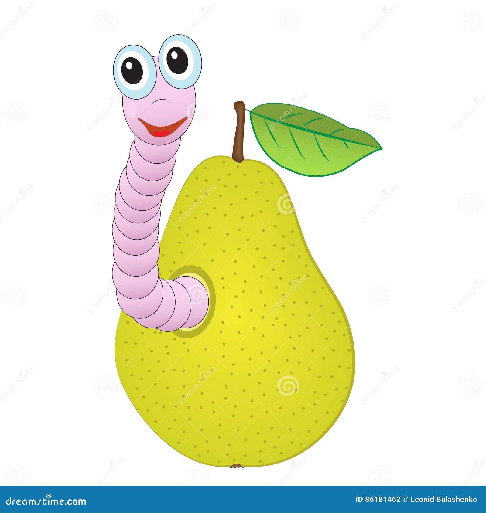 Gusano de una pera ilustración del vector. Ilustración de sano - 86181462