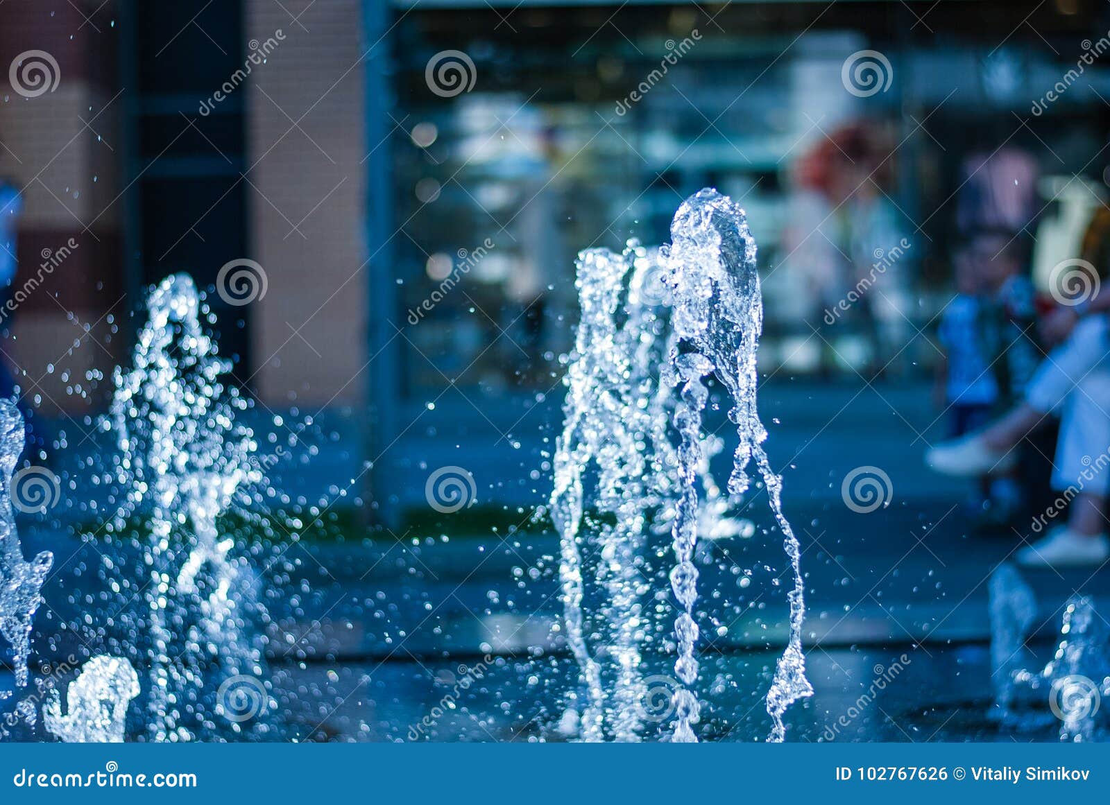 The Gush of Water of a Fountain. Splash of Water in the Fountain ...
