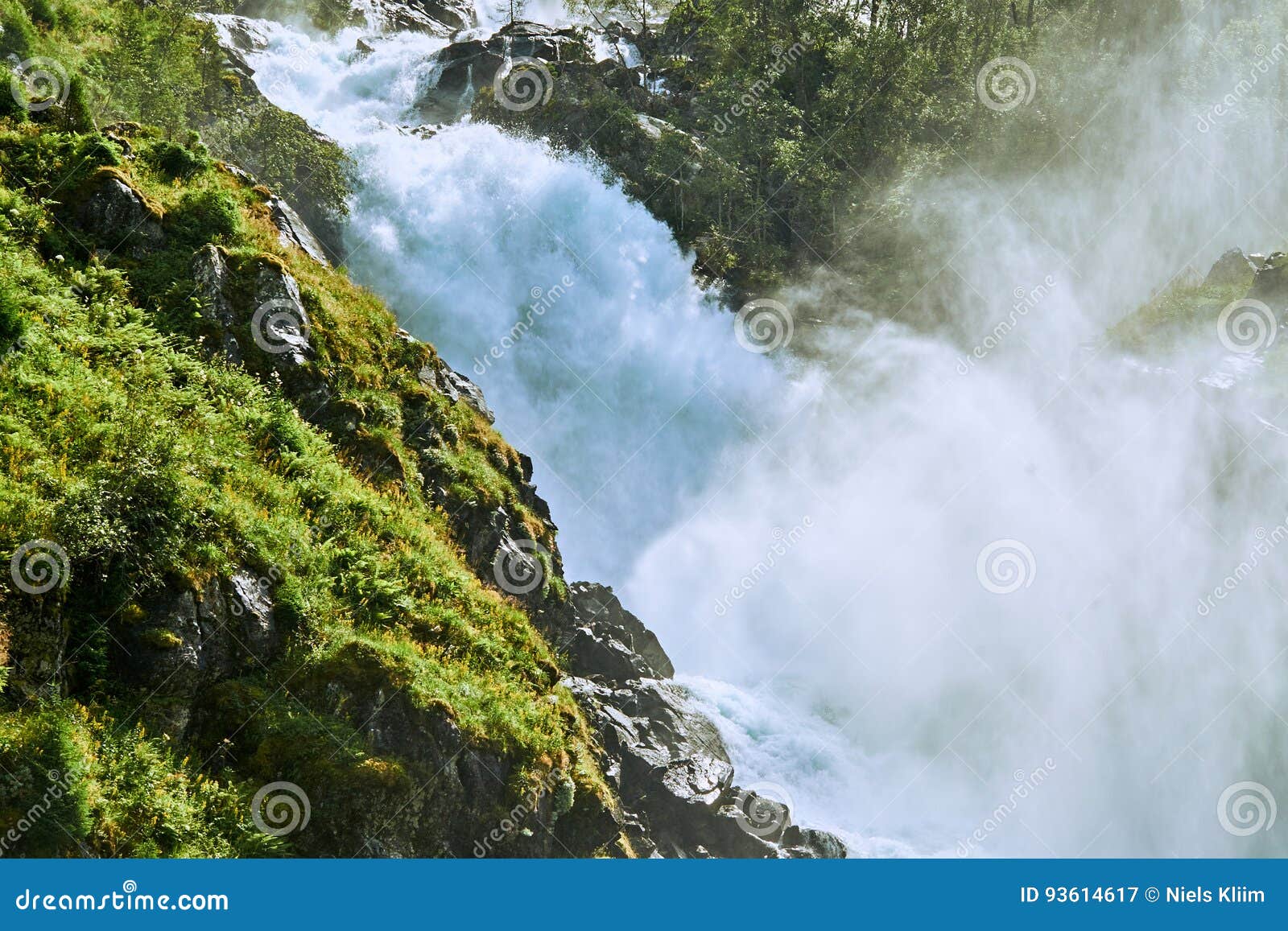 Gushing Water Spray from Waterfall Stock Image - Image of hardanger ...