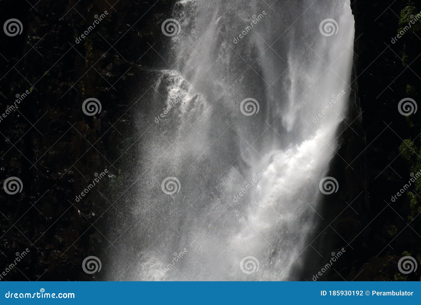 GUSHING WHITE WATERFALL AGAINST a CLIFF Stock Photo - Image of ...