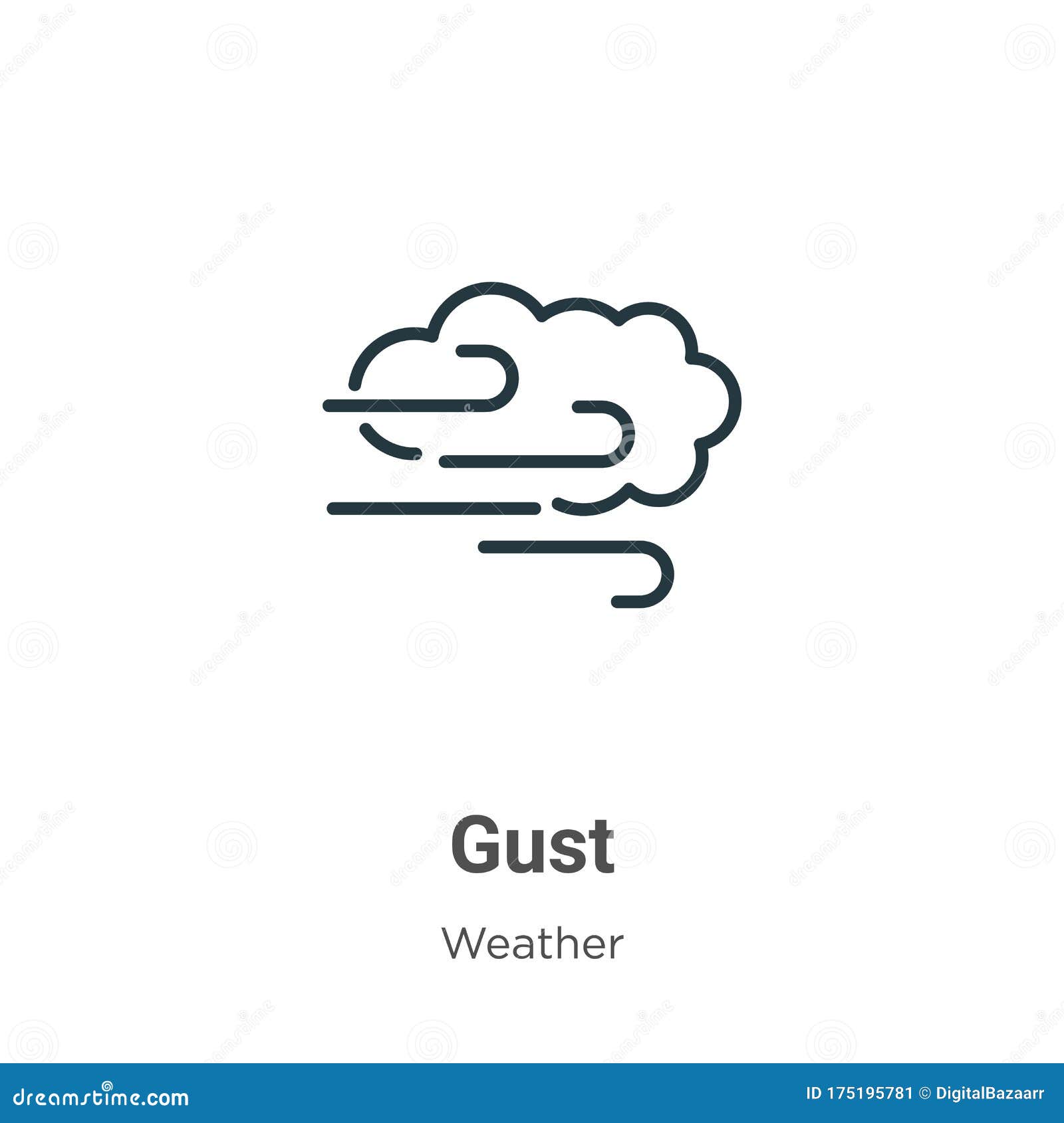 Gust Outline Vector Icon. Thin Line Black Gust Icon, Flat Vector Simple ...