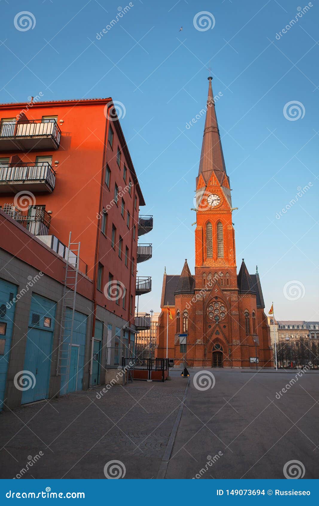 Gustaf Adolfskyrkan church stock photo. Image of cathedral - 149073694