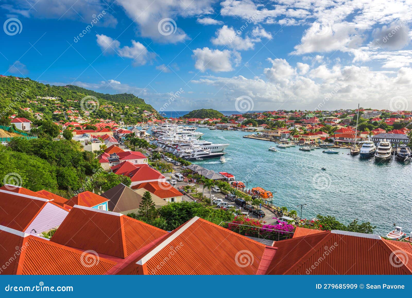 Gustavia, St. Barths Town Skyline at the Harbor Stock Image - Image of ...