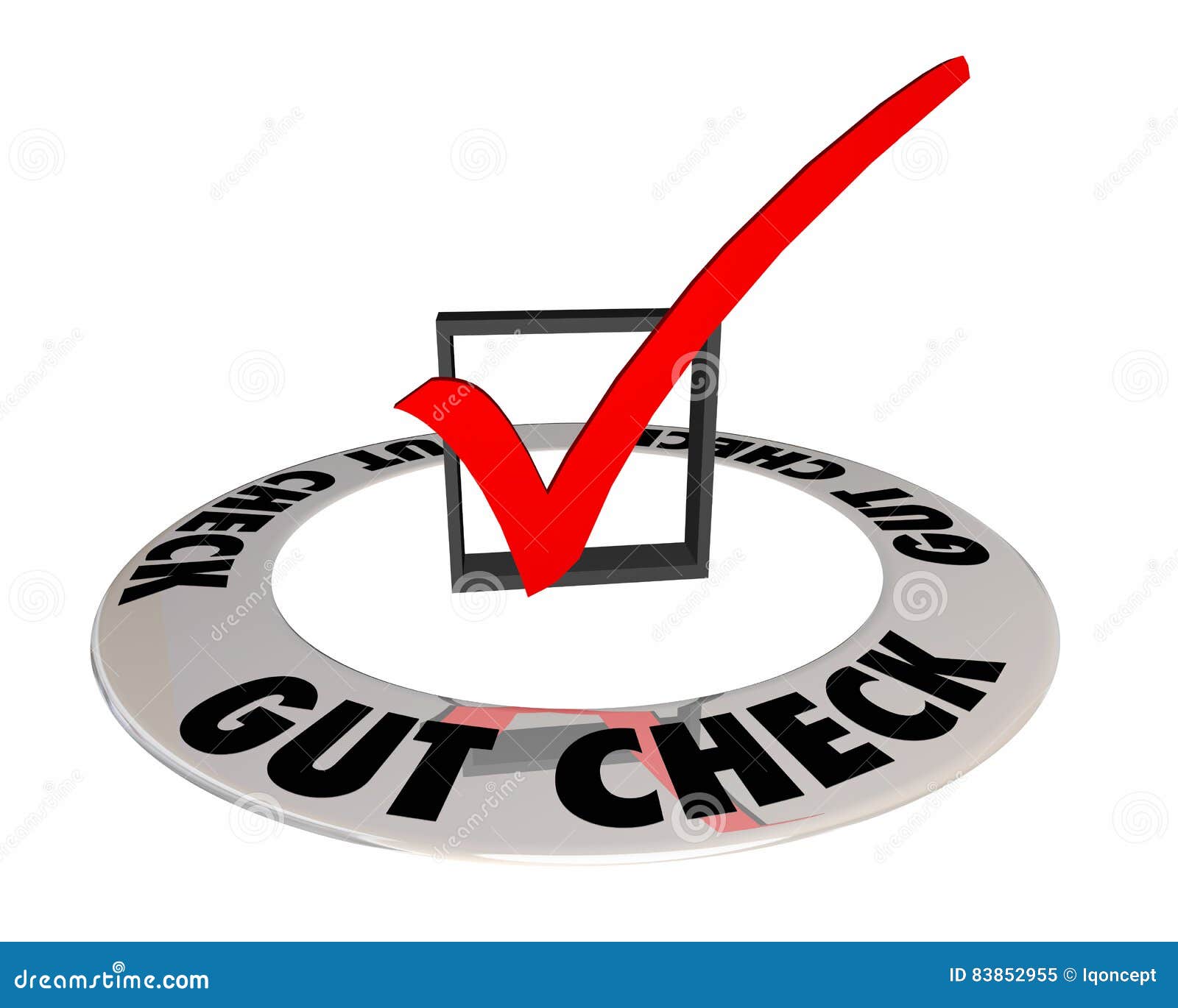 Gut Check Intuition Hunch Instinct Box Mark Stock Illustration ...