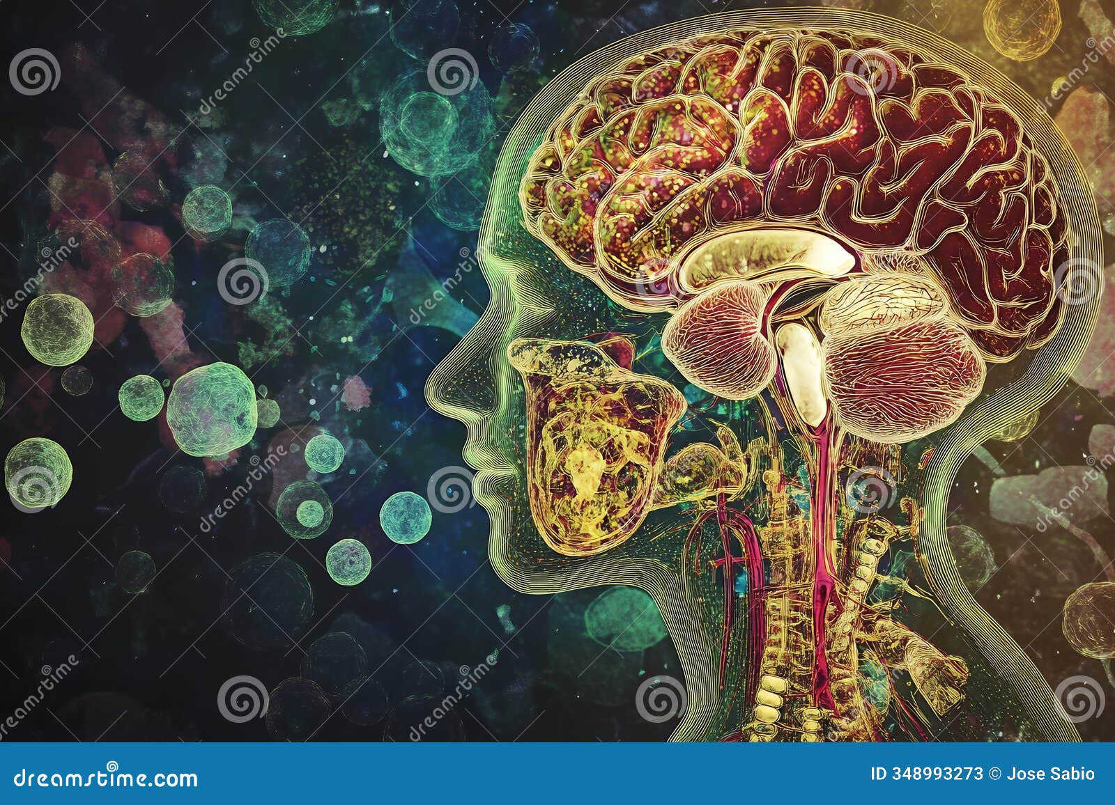 Gut Microbes and Their Role in Brain Evolution Stock Illustration ...