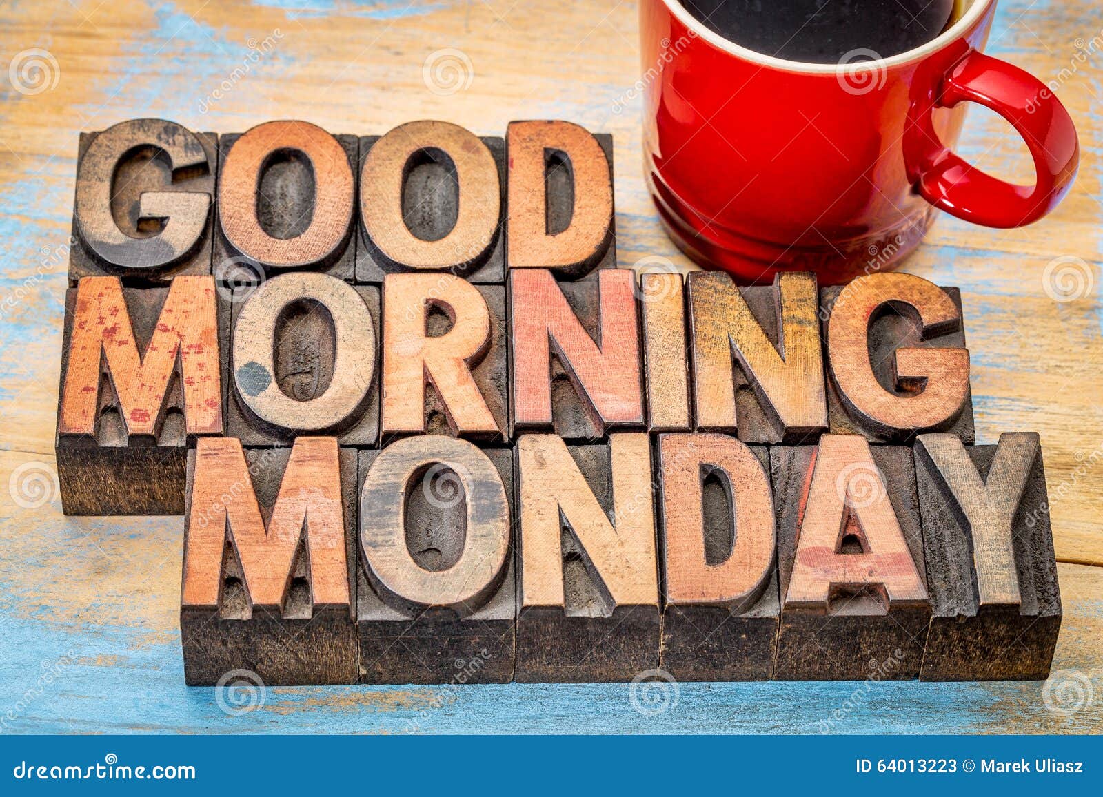 Gutenmorgen Montag stockbild. Bild von hhhochhdruck, holz - 64013223