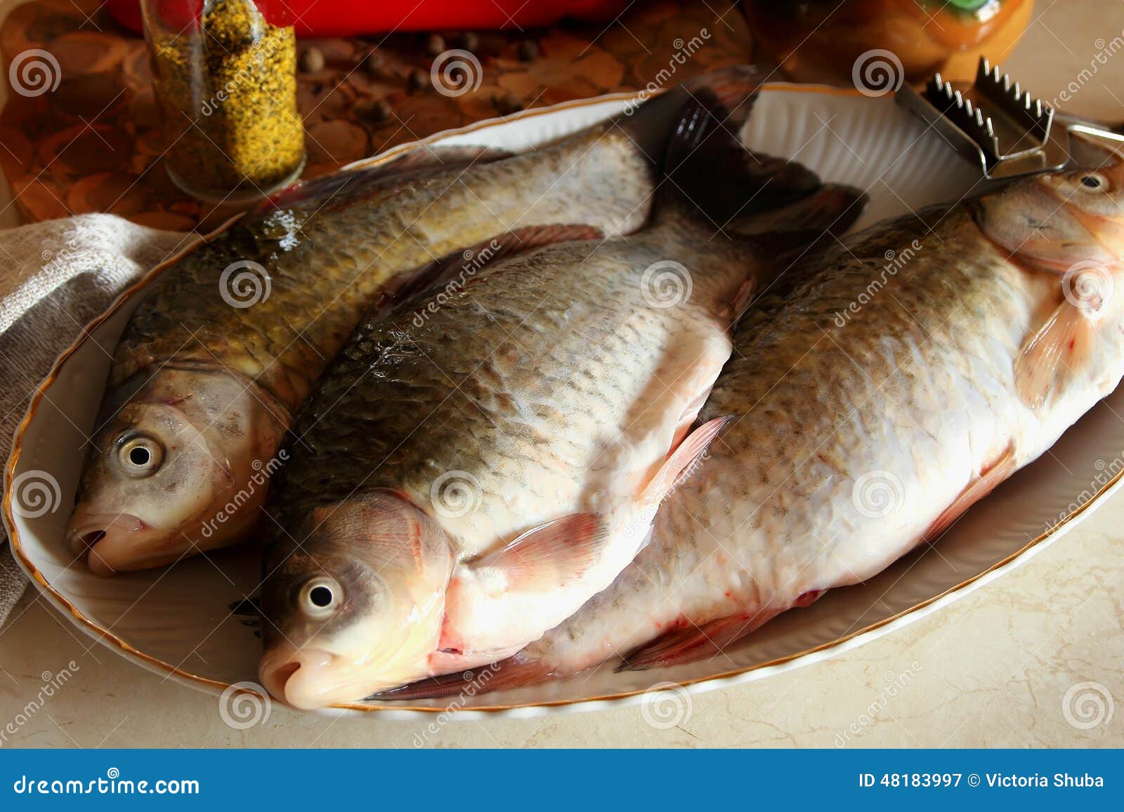 Gutted fish with spices stock image. Image of pepper - 48183997
