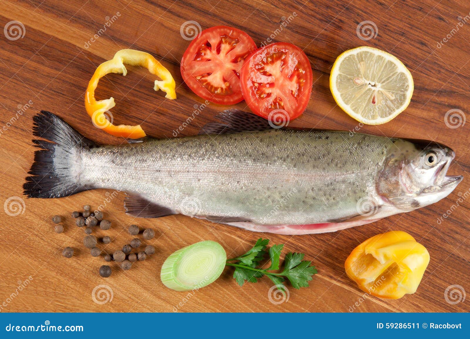 Gutted Fish Trout on a Cutting Board Stock Image - Image of shellfish ...
