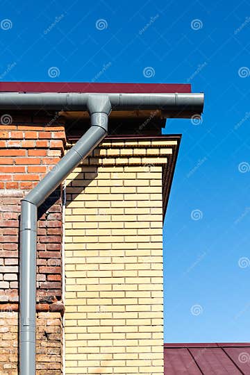 Gutter and brick wall stock photo. Image of gutter, detail - 32469984