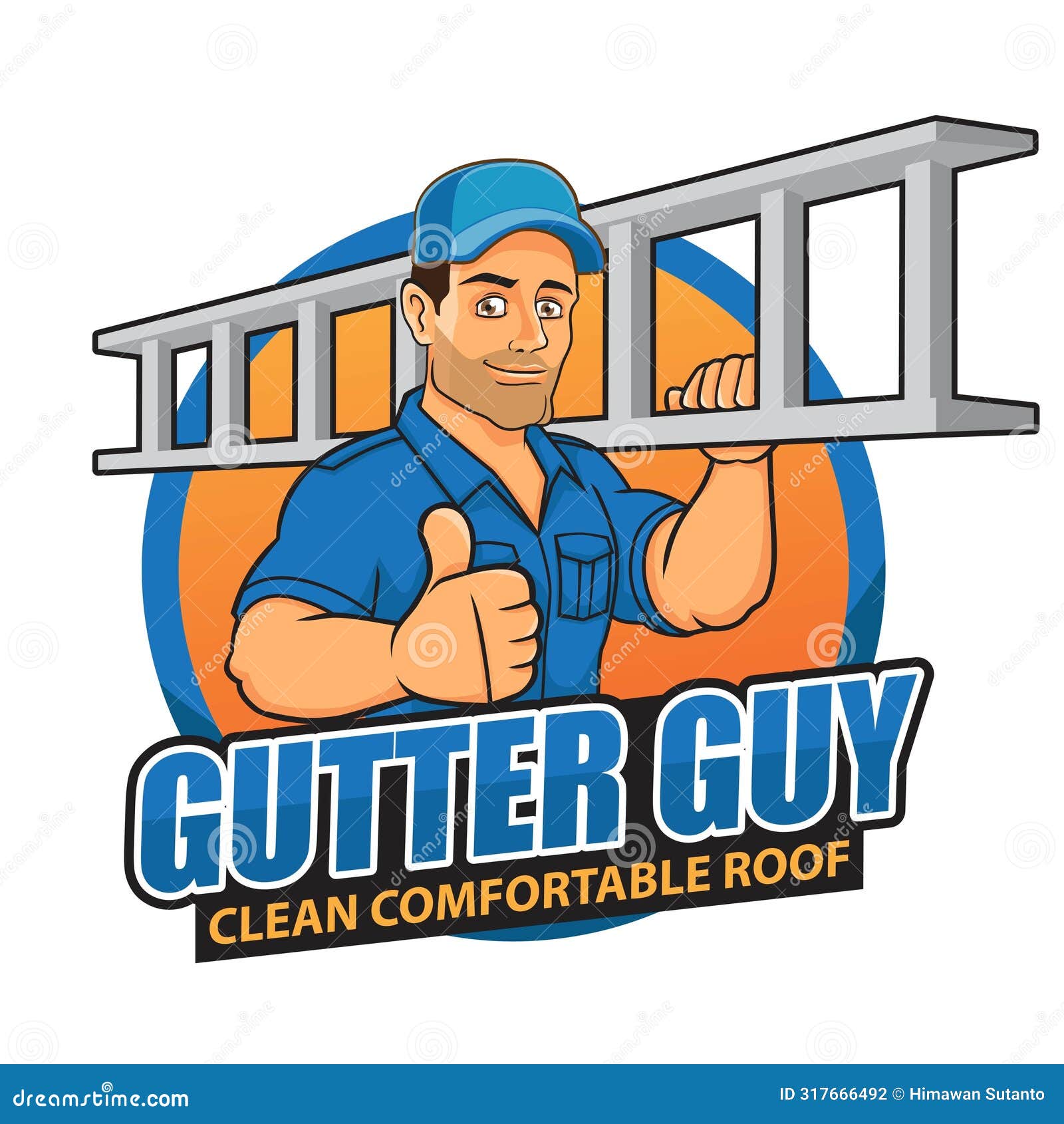 Gutter Cleaning Logo Mascot Design. Gutter Guy Man Stock Vector ...