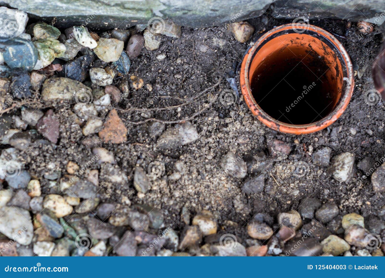 Gutter Drain Fixed in the Ground Stock Image - Image of works ...