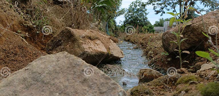 Gutter or Drainage in the Village Stock Photo - Image of tree, soil ...