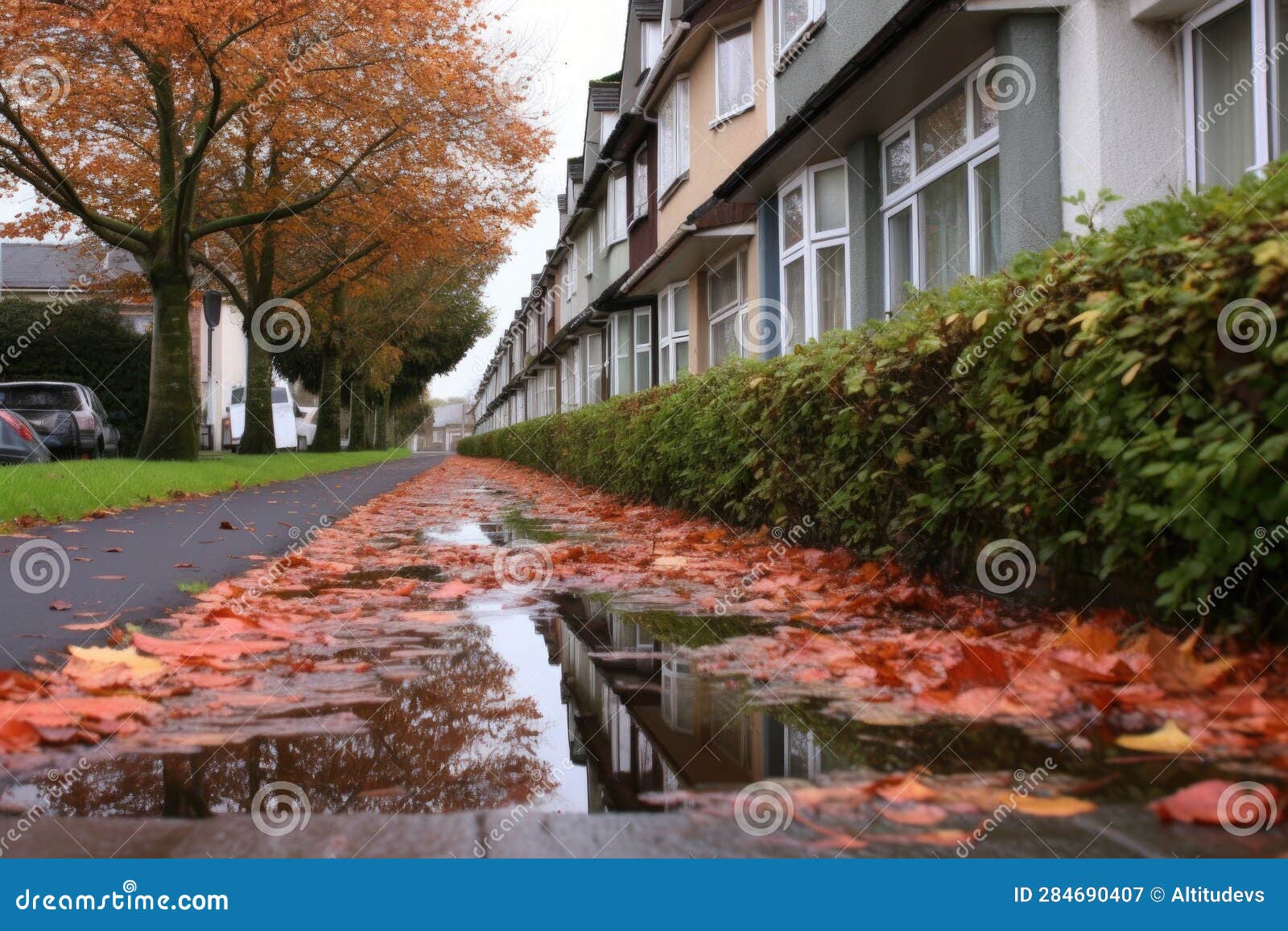 Gutter Failing To Drain Rainwater, Causing A Puddle Stock Photo ...