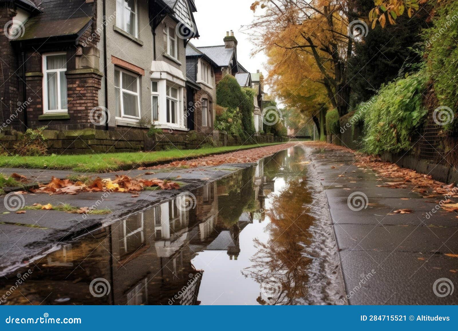 Gutter Failing To Drain Rainwater, Causing A Puddle Royalty-Free Stock ...