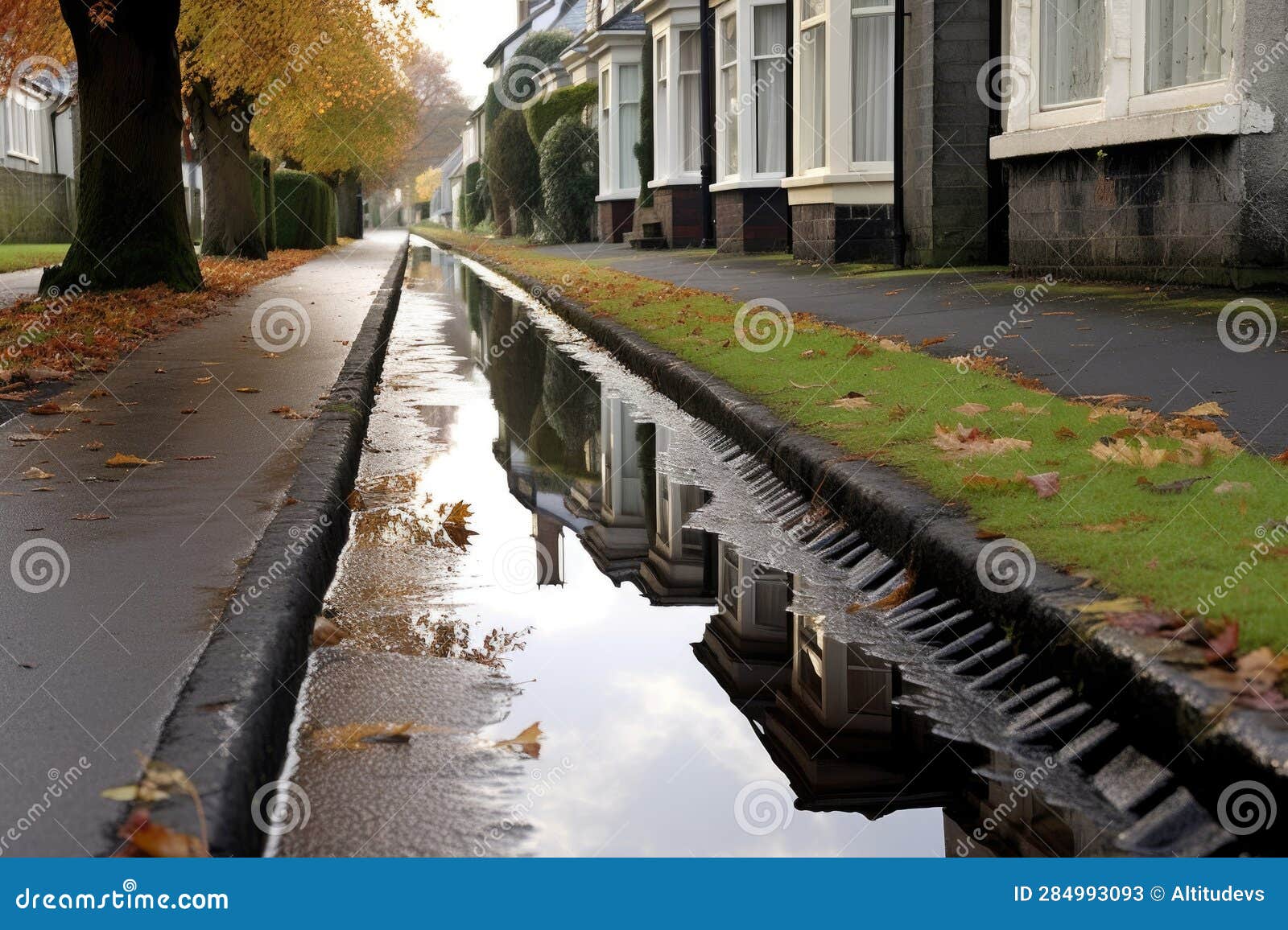 Gutter Failing To Drain Rainwater, Causing A Puddle Royalty-Free Stock ...