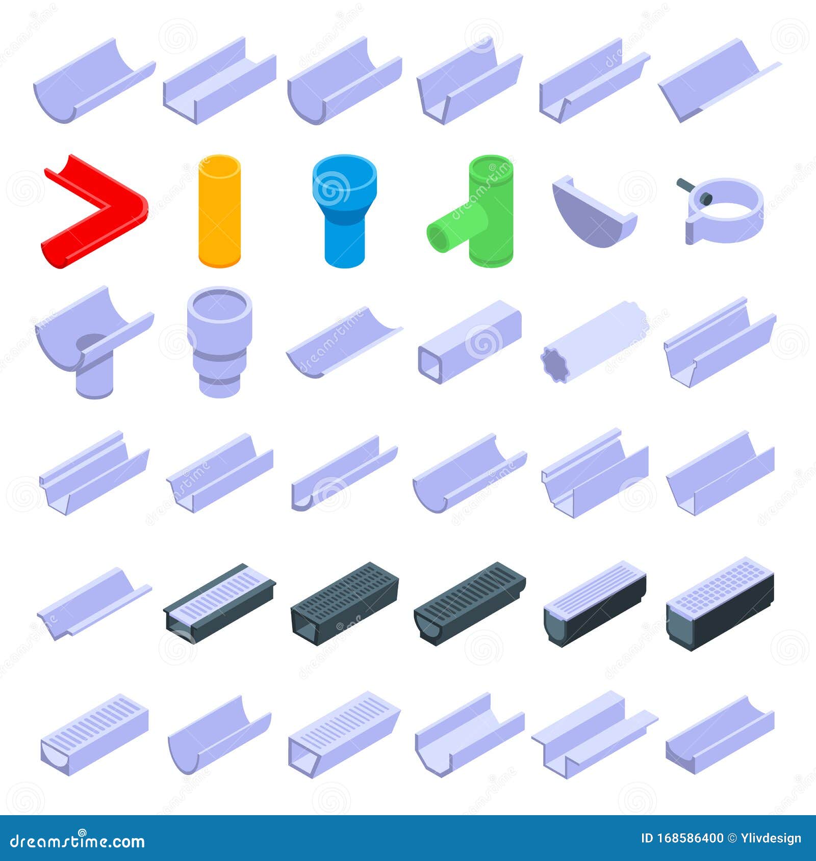 Gutter Icons Set, Isometric Style Stock Vector - Illustration of ...
